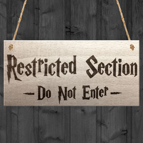 Restricted Section Do Not Enter Wizardry Hanging Plaque Magic Gift Sign ...