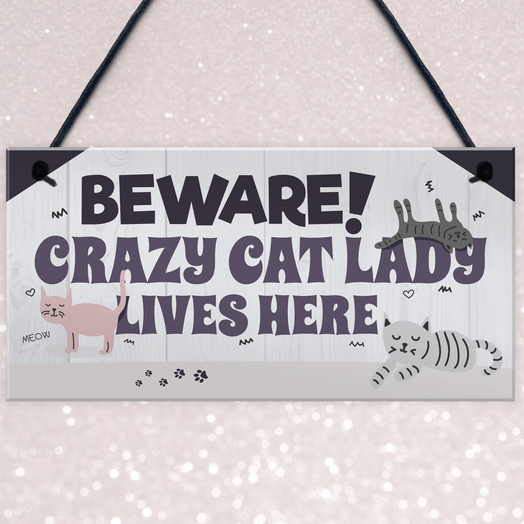 Funny CRAZY CAT LADY Hanging Plaque Animal Lover Sign Cute Cats Home ...