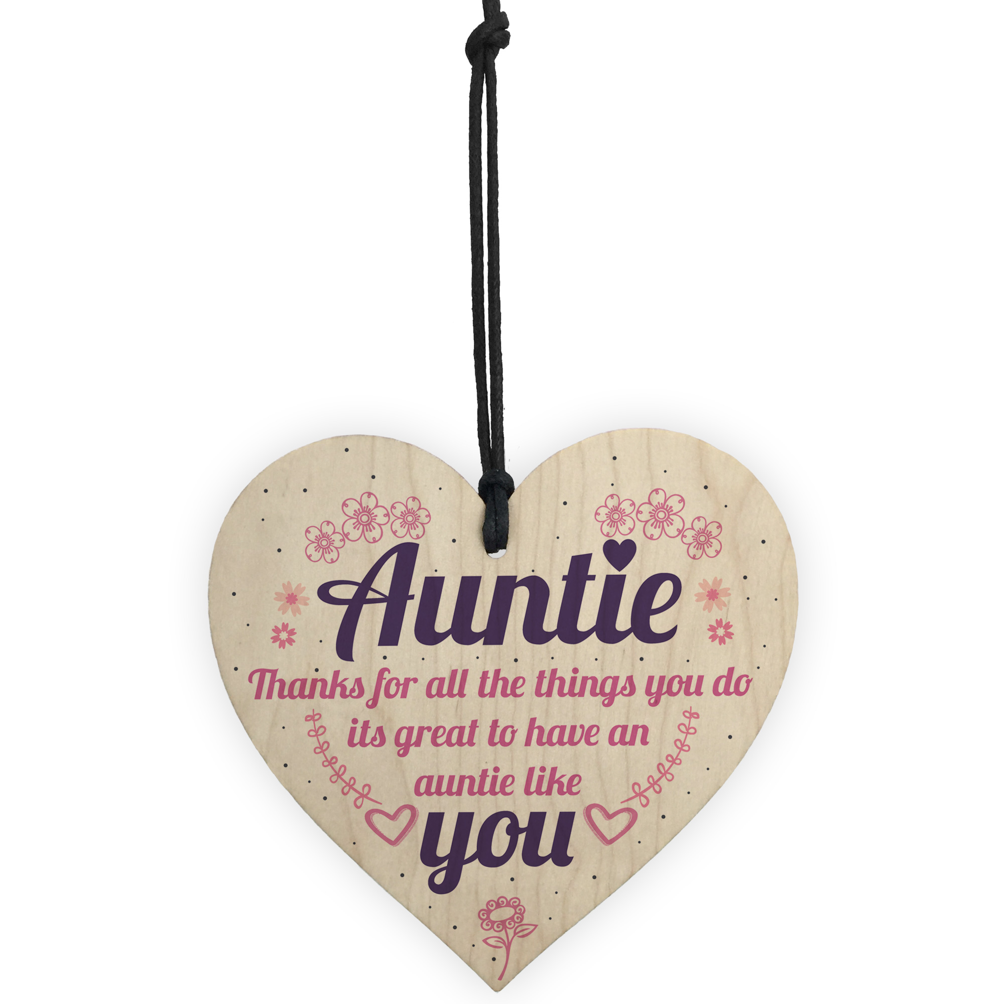 Aunties Like YOU Present Wooden Hanging Heart Aunt Sign Friendship Love ...