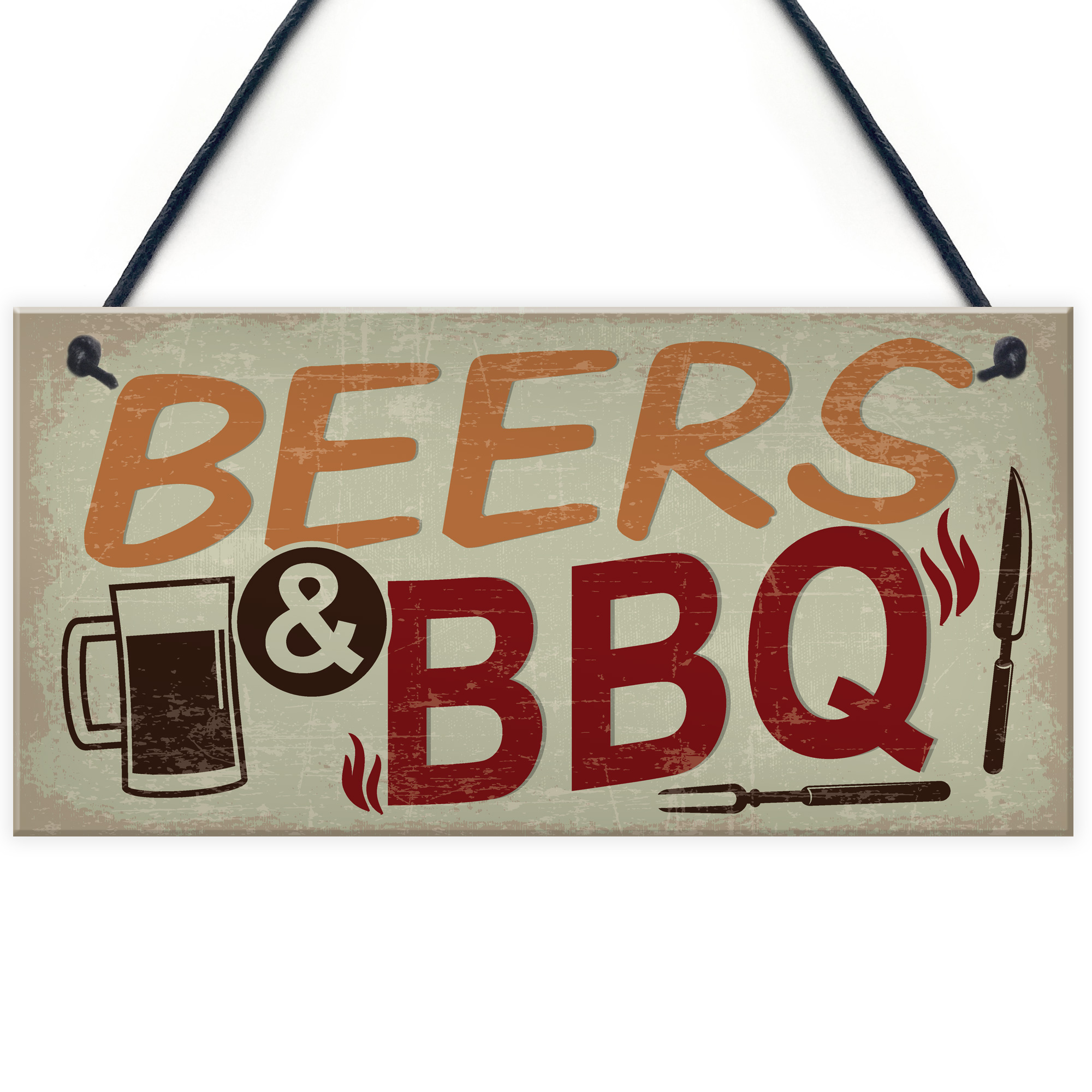 BEERS BBQ Novelty Hanging Garden Sign Man Cave Shed Plaques Dad ...