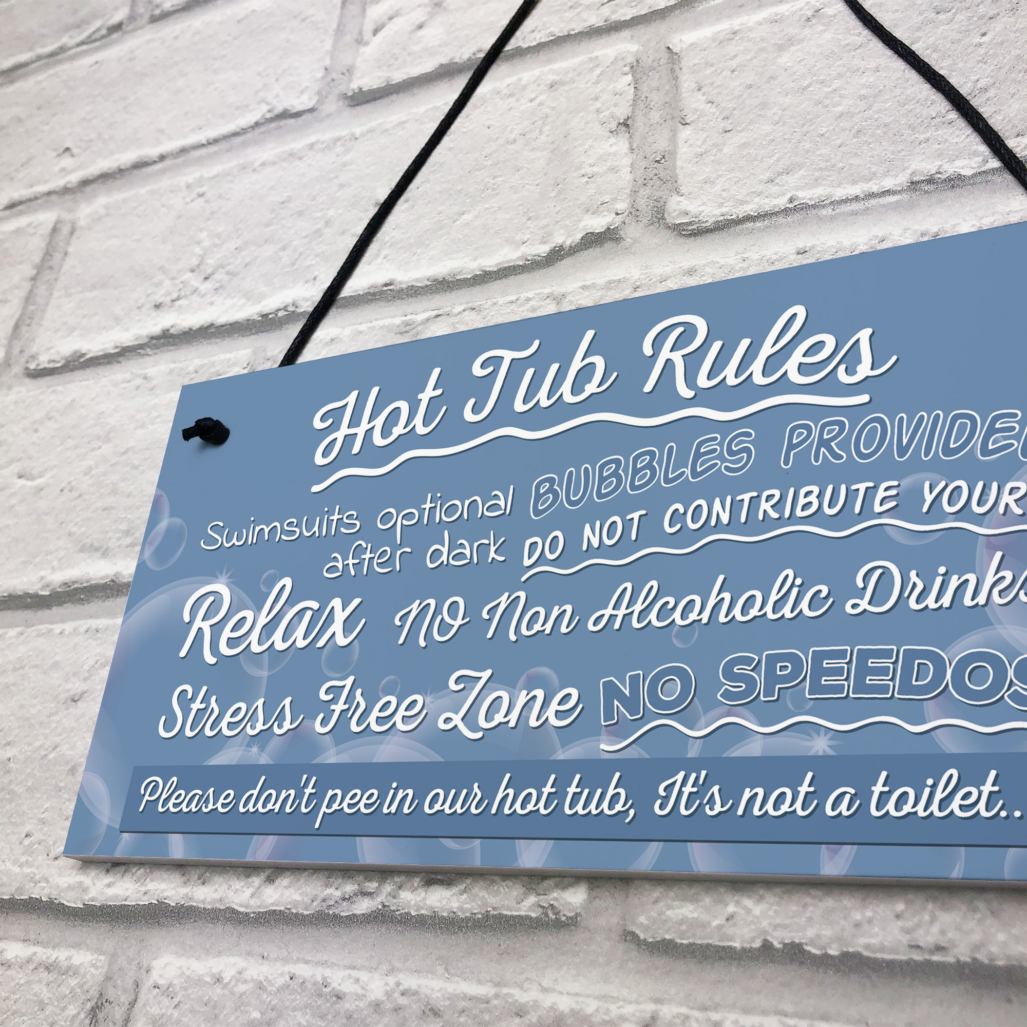 Hot Tub Rules Novelty Hanging Garden Shed Plaque Jacuzzi Pool Funny ...