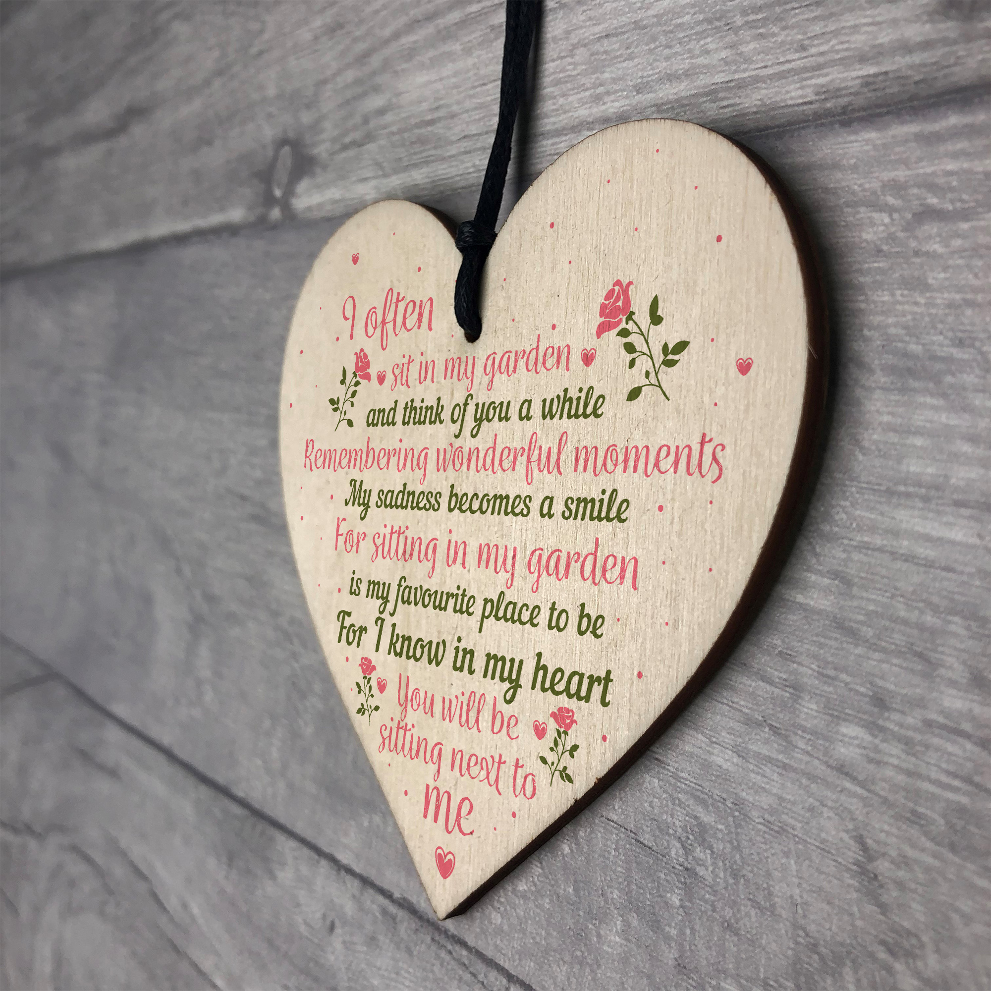 In Memory Wood Heart Garden Plaque Remembrance Dad Mum Memorial Tree ...