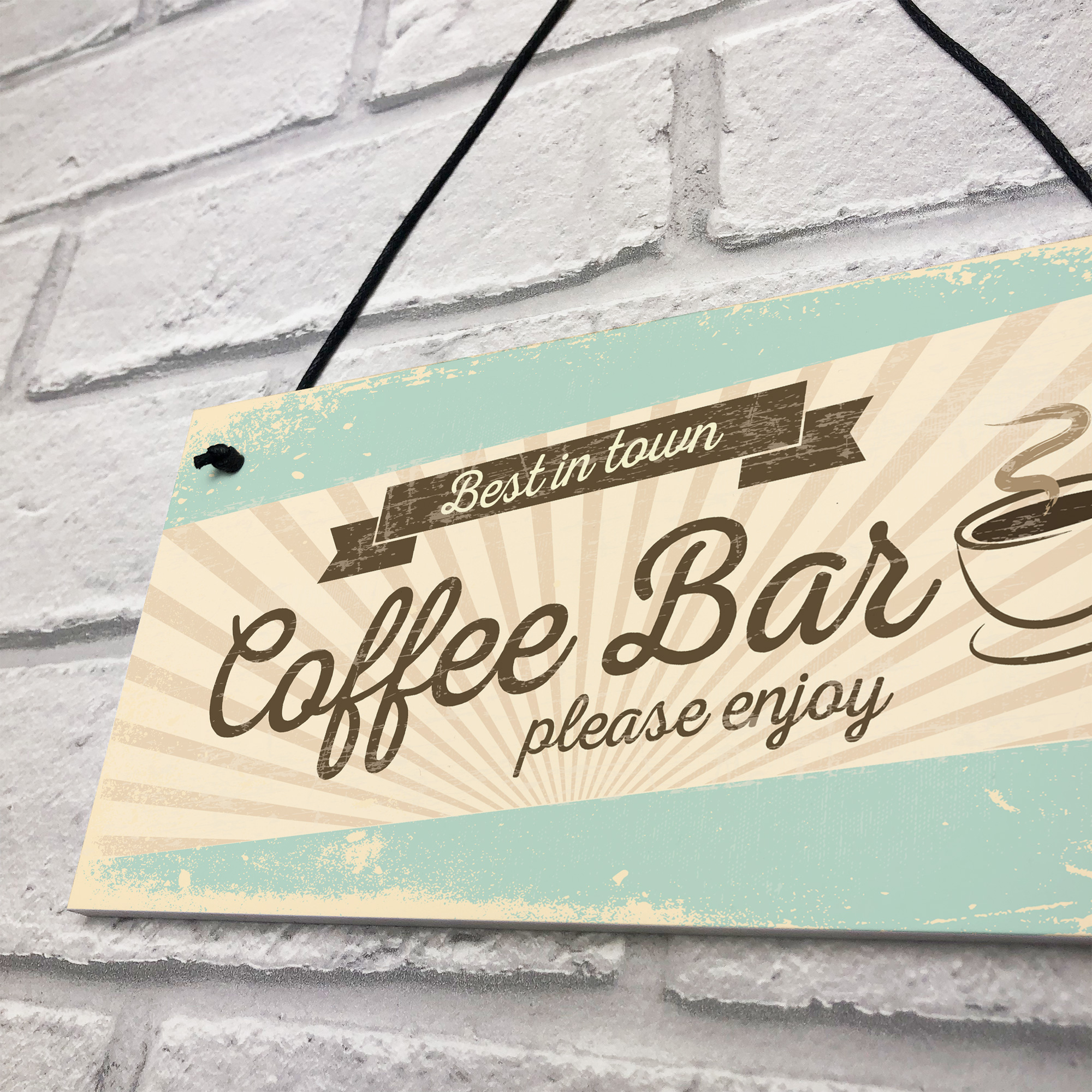 Coffee Bar Hanging Wall Plaque Home Decor Kitchen Cafe Sign Gifts For ...