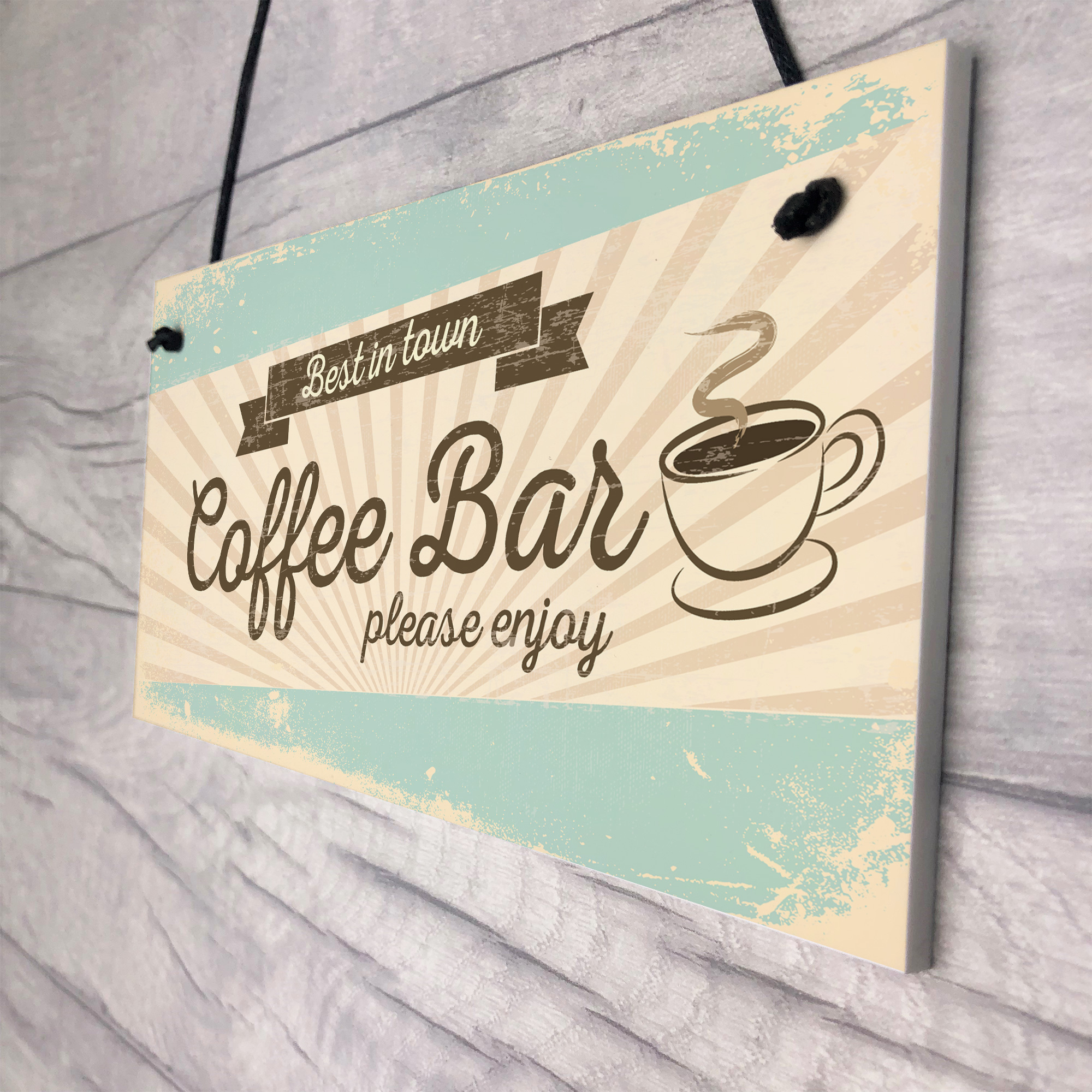 Coffee Bar Hanging Wall Plaque Home Decor Kitchen Cafe Sign Gifts For ...
