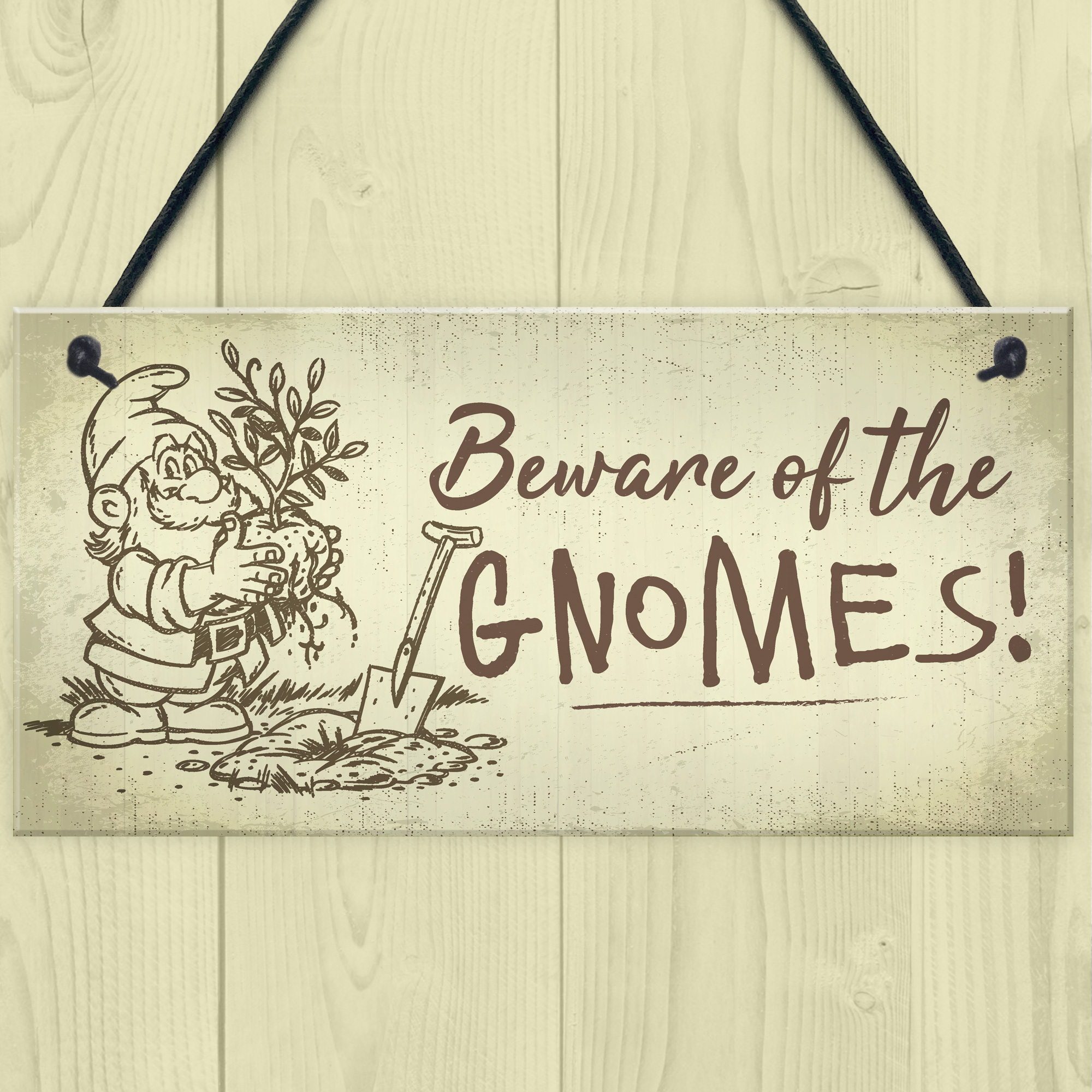 Beware Of The Gnomes Funny Garden Sign House Shed Wall Plaque Gardening ...