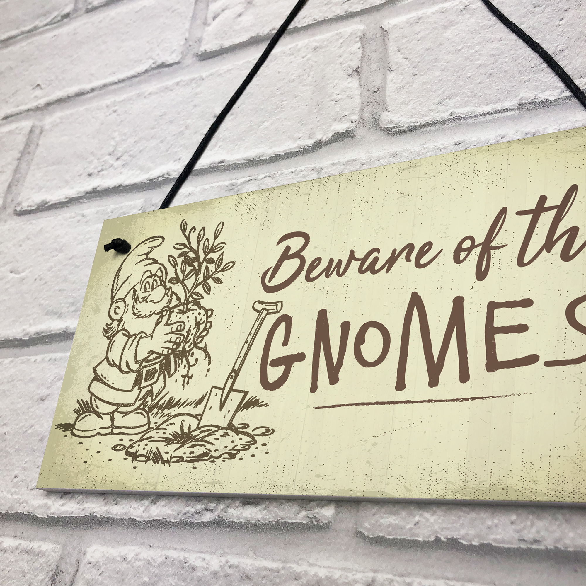 Beware Of The Gnomes Funny Garden Sign House Shed Wall Plaque Gardening ...
