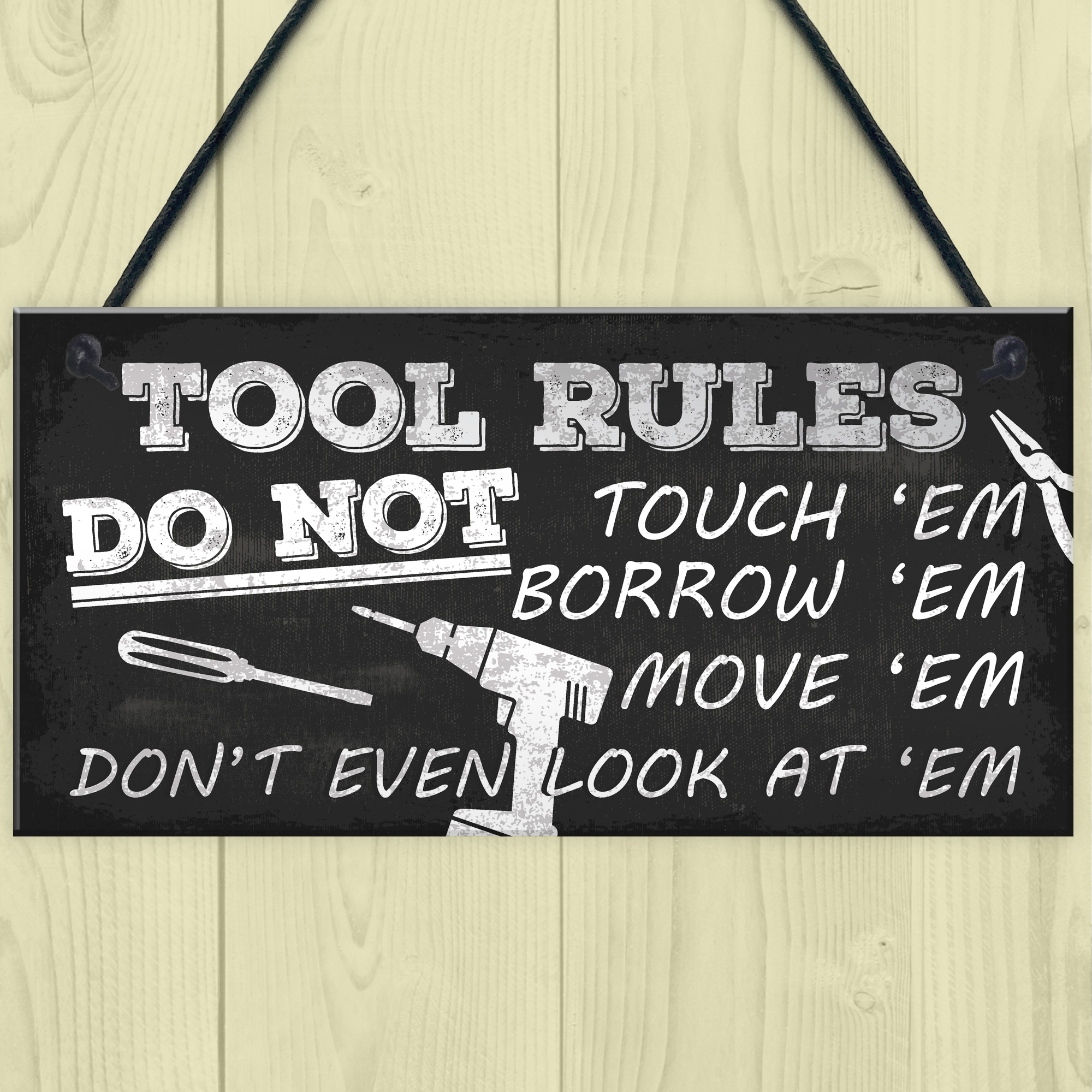 Funny Tool Rules Garage Man Cave Workshop Shed Sign Gift For Him Dad ...