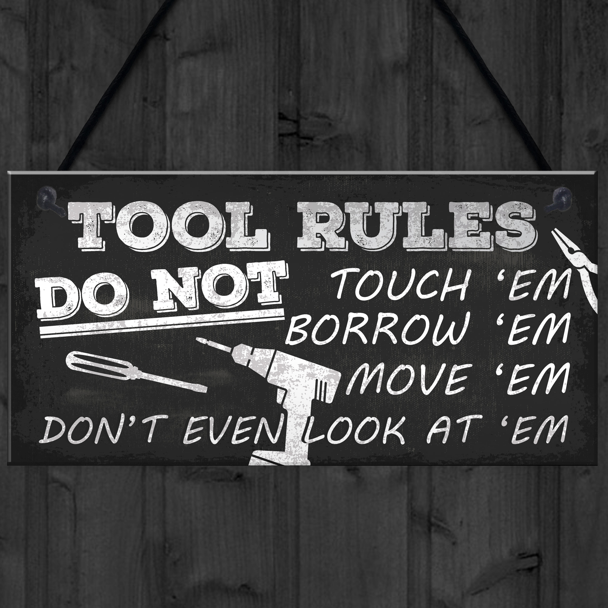 Funny Tool Rules Garage Man Cave Workshop Shed Sign Gift For Him Dad ...