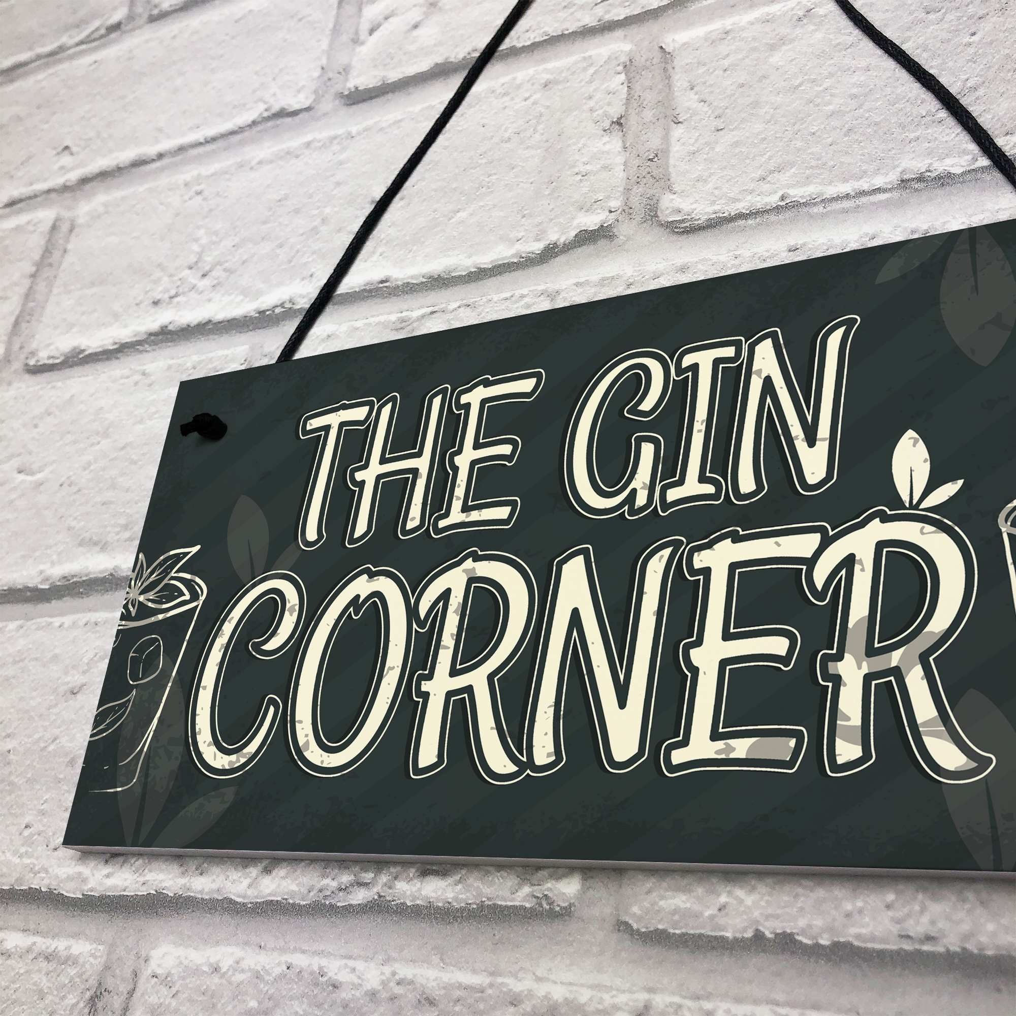 Gin Corner Garden Sign Gin & Tonic Plaque Funny Alcohol Home Bar Pub ...