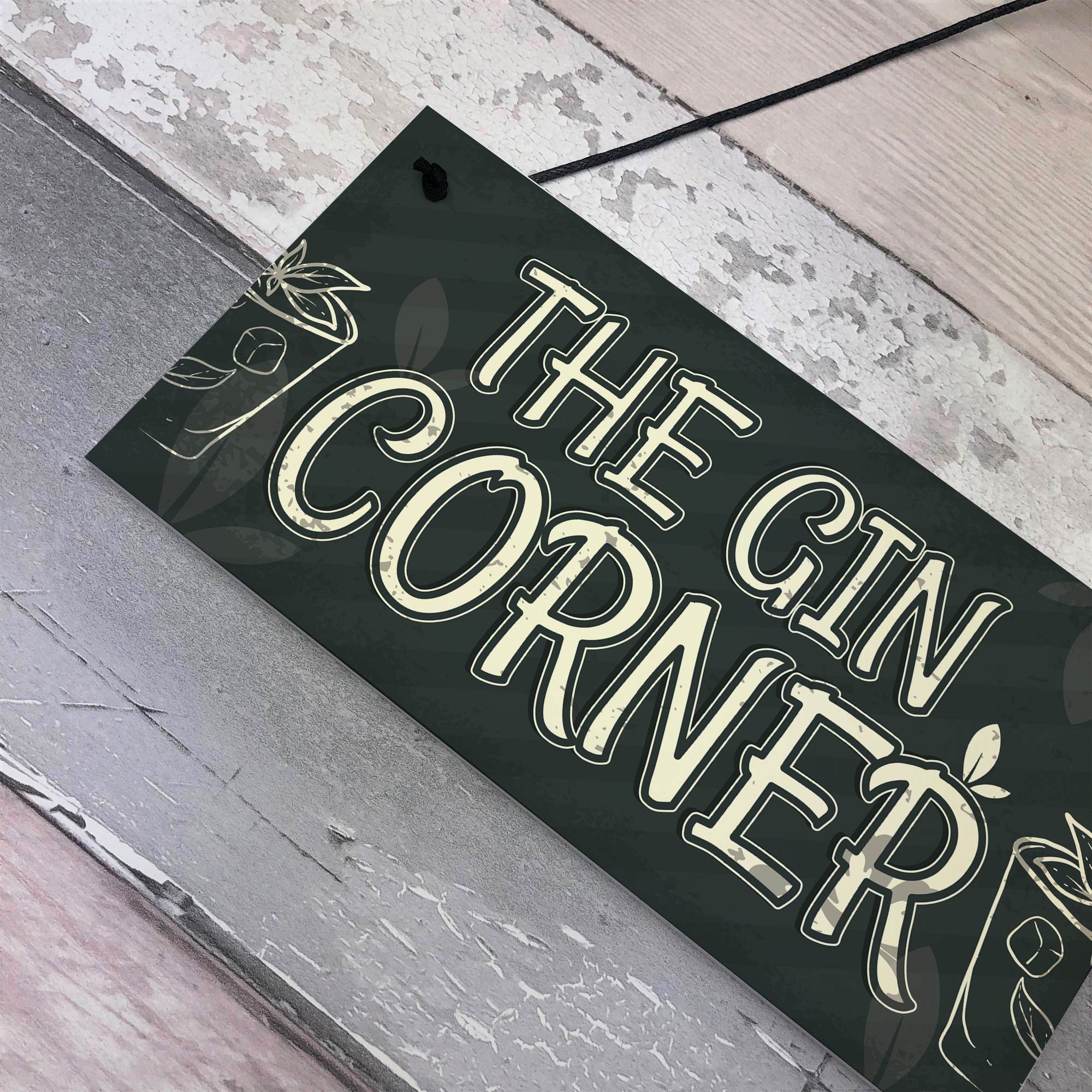 Gin Corner Garden Sign Gin & Tonic Plaque Funny Alcohol Home Bar Pub ...