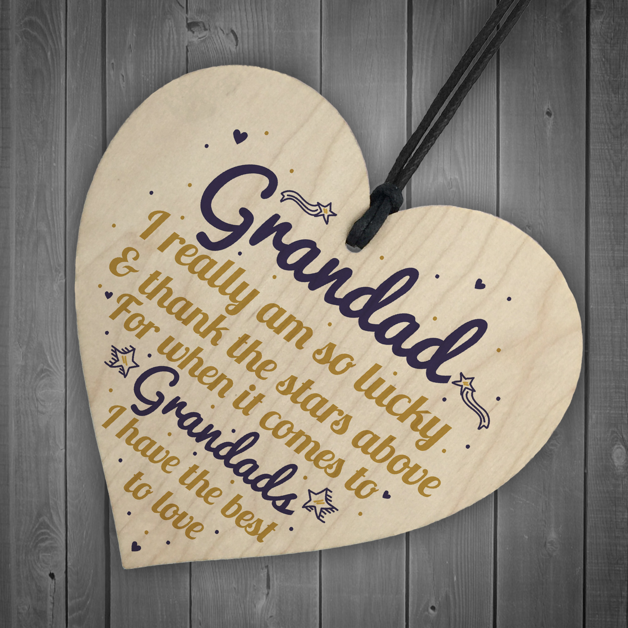 Best Grandad Gifts Wooden Heart Birthday Gifts For Him Grandpa Dad Men ...