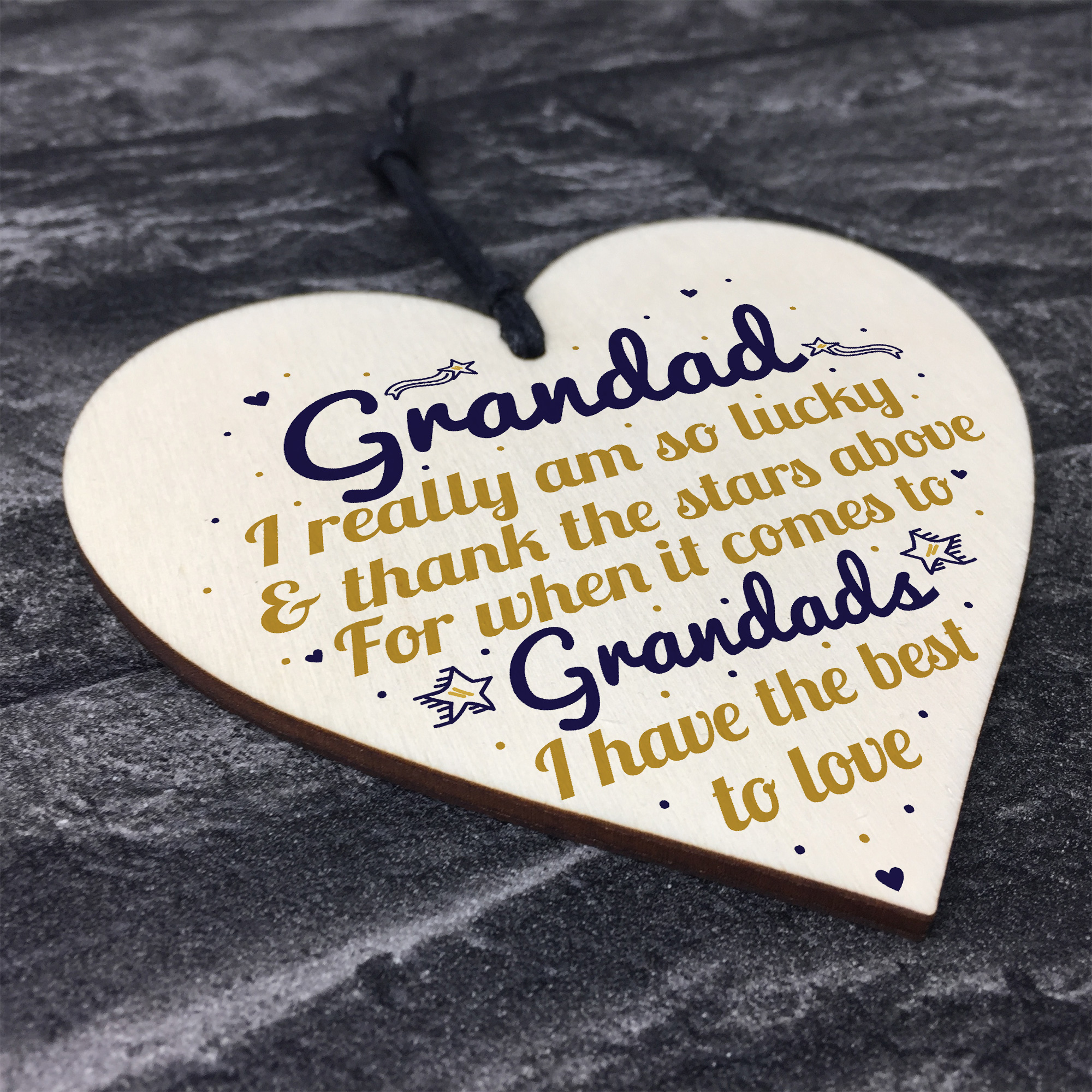 Best Grandad Gifts Wooden Heart Birthday Gifts For Him Grandpa Dad Men ...