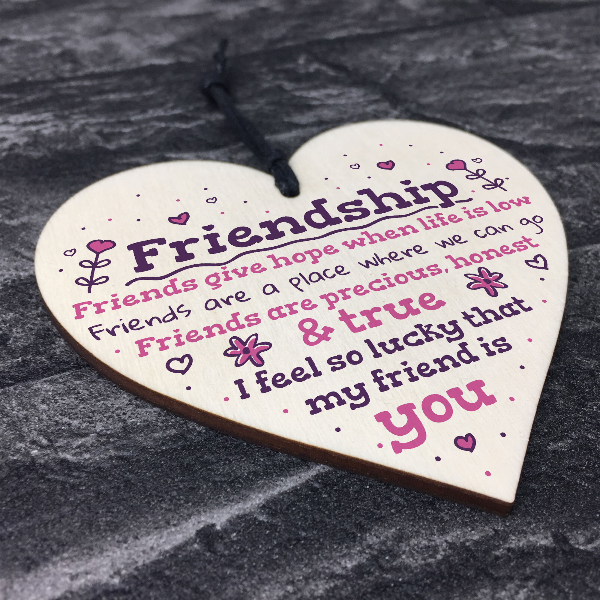 Handmade Friendship Gift Wooden Heart Plaque Birthday Thank You Gift ...
