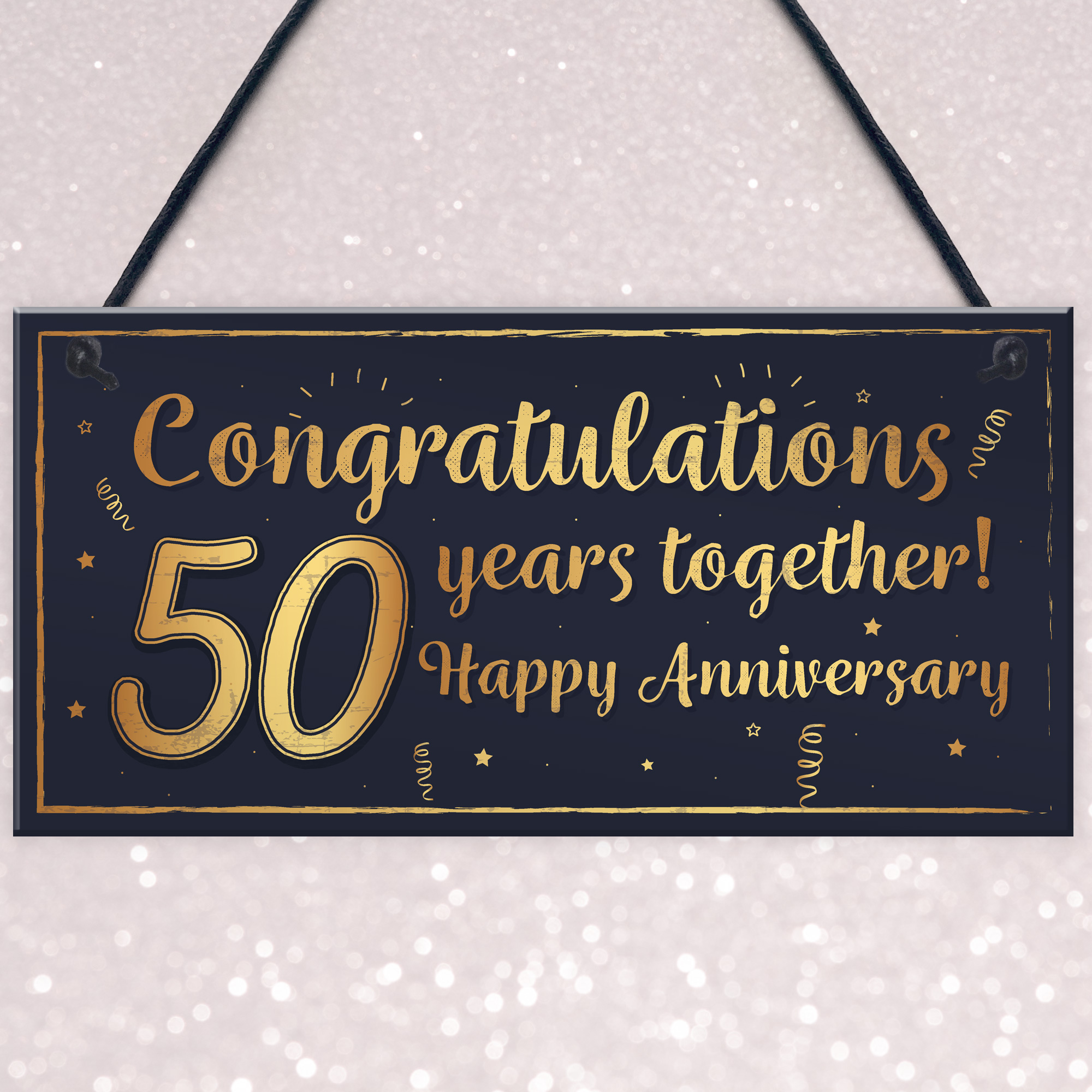 Congratulations 50th Wedding Anniversary Gift Plaque Gold Gift Mum Dad ...