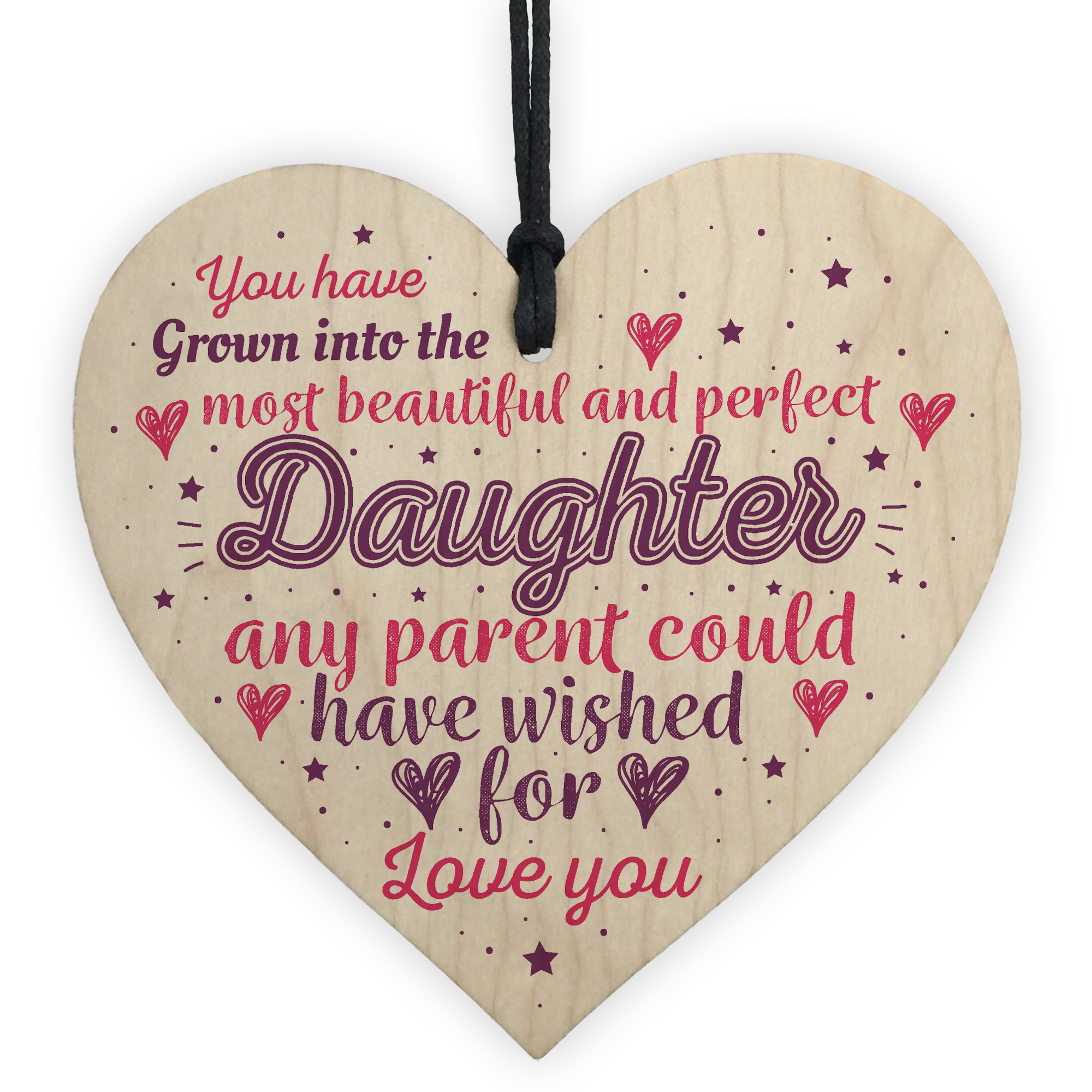 Handmade Daughter Gift Birthday Gift For Daughter Wooden Heart Keepsake ...