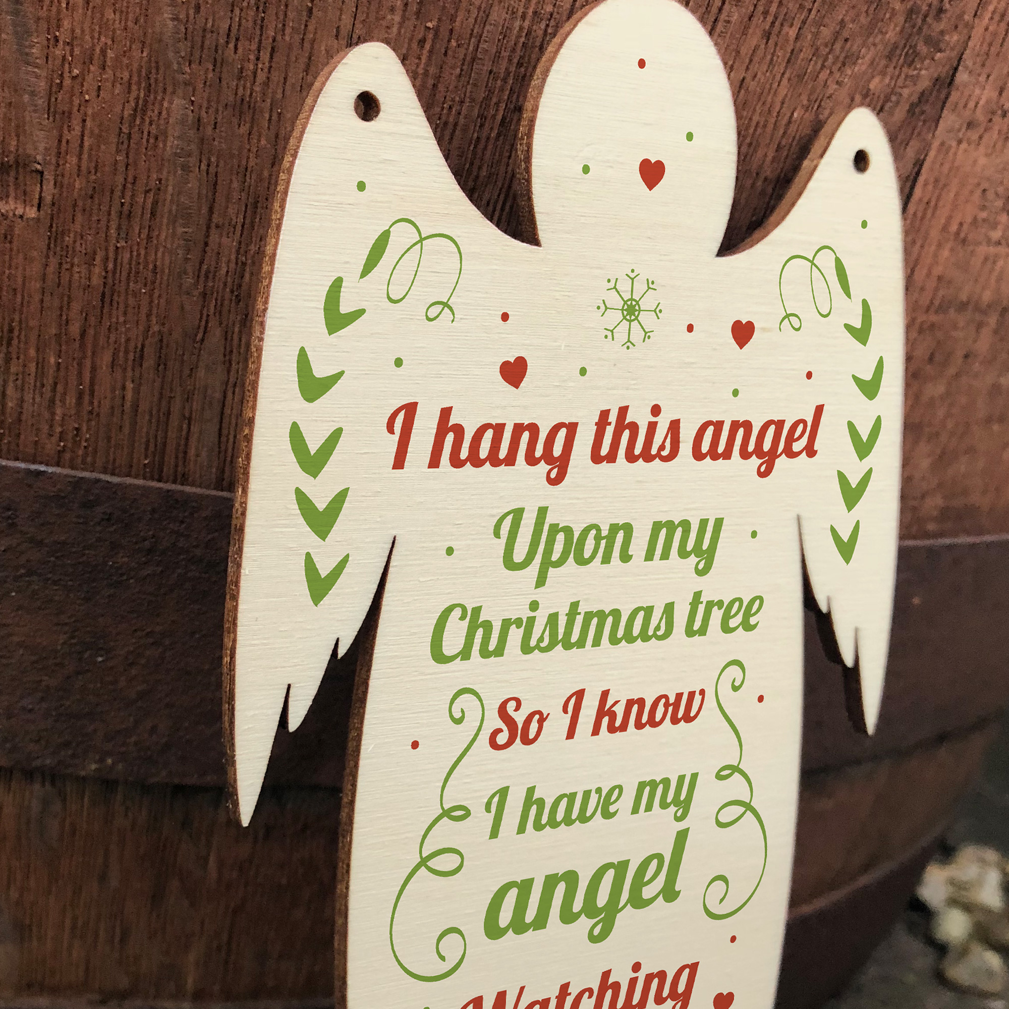 Christmas Wood Angel Memorial Plaque Hanging Memorial Sign Rememberance ...