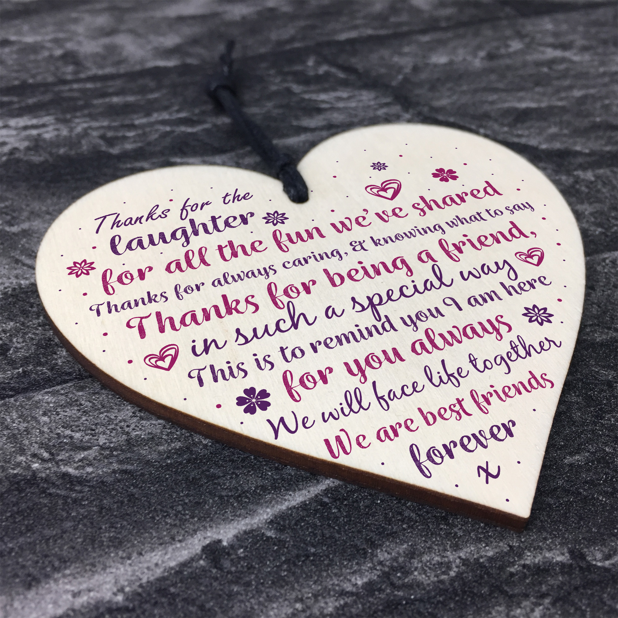 Best Friend Friendship Sign Wooden Hanging Heart Plaque Birthday T