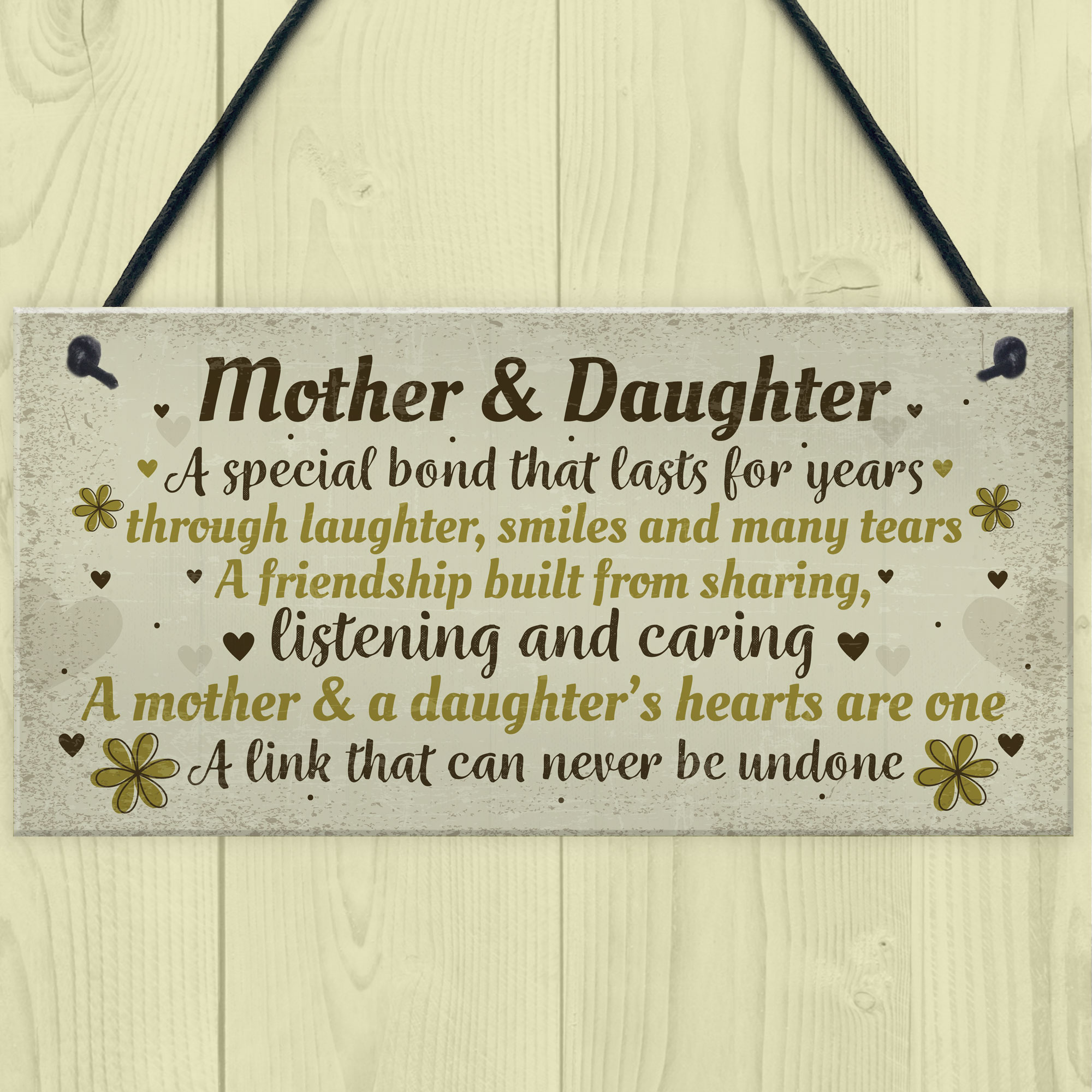 Mother And Daughter Gift Hand Made Home Sign Plaque Mum Christmas ...