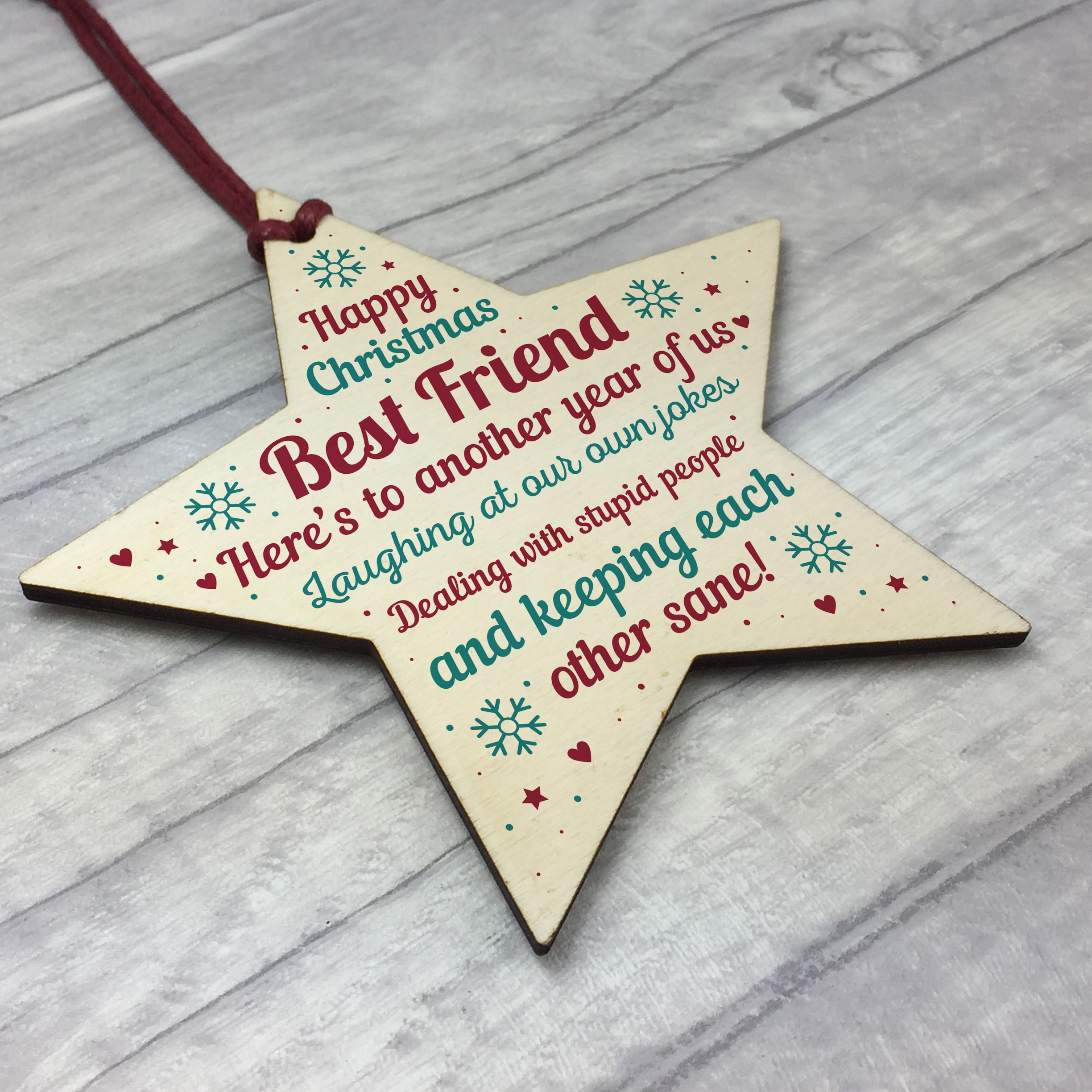 Christmas Best Friend Gift Wood Bauble Tree Decoration Friendship Gift ...