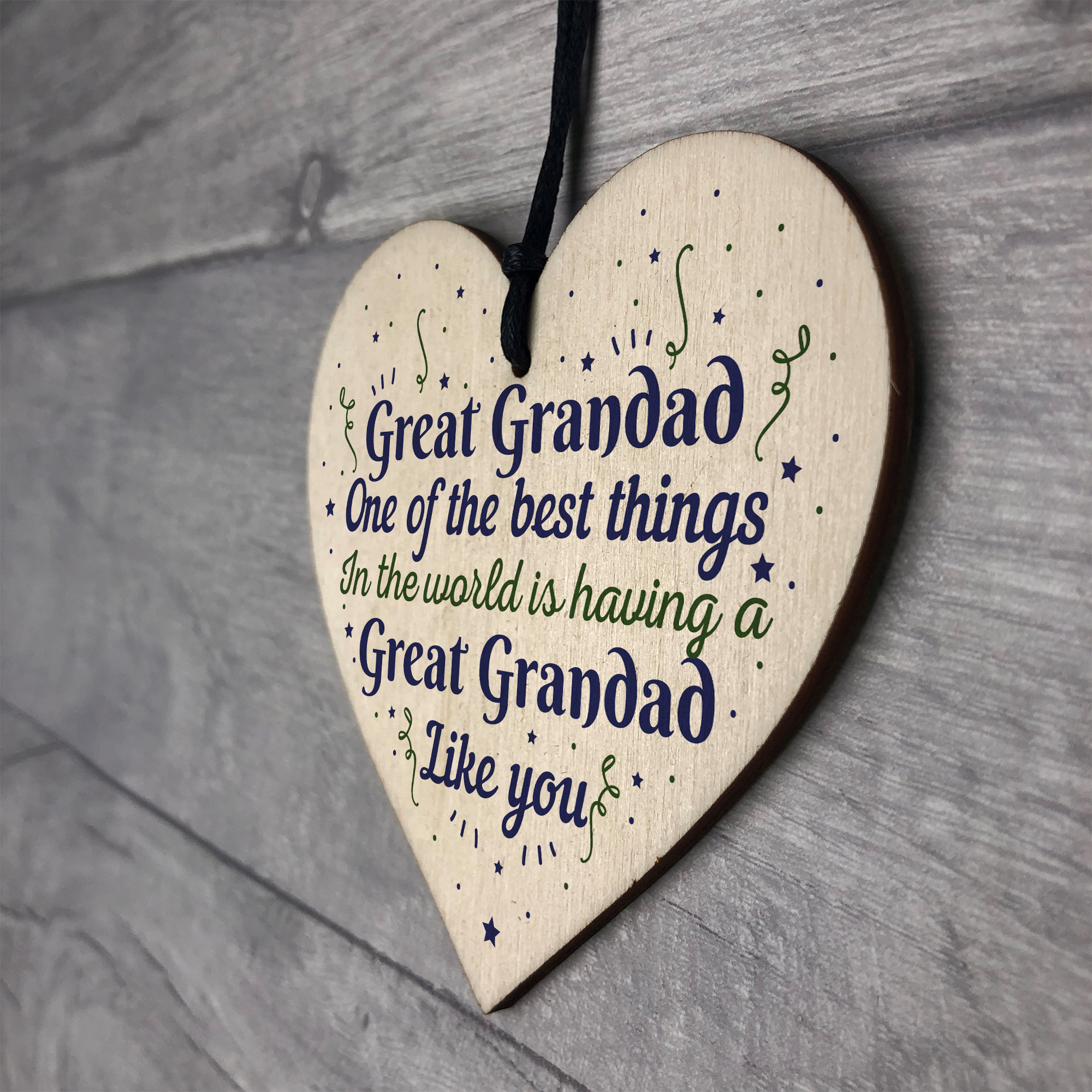 Great Grandad Grandfather Gift Wooden Heart Keepsake Gift For Christmas ...