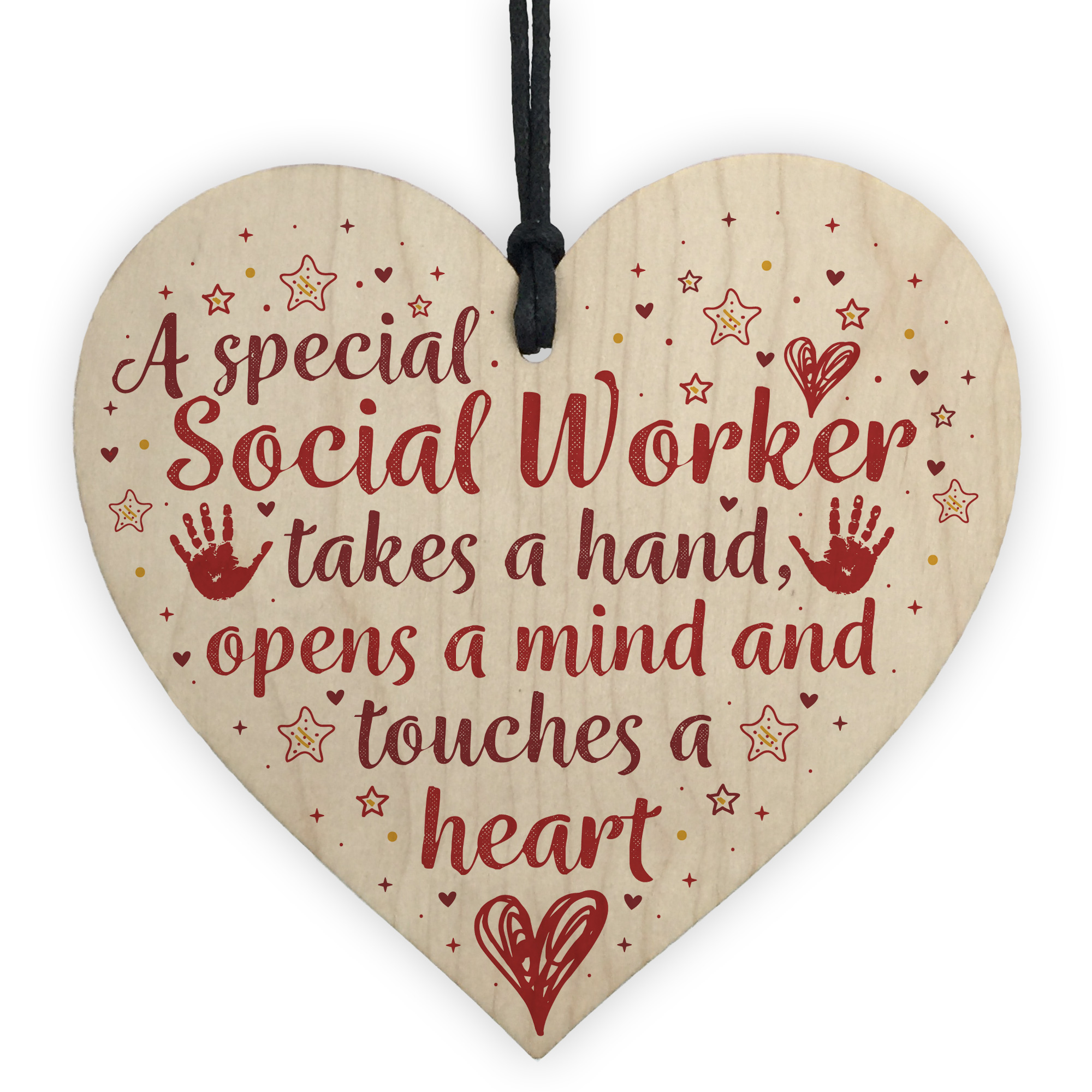 Social Worker Gift THANK YOU Wood Heart Birthday Christmas Colleague ...