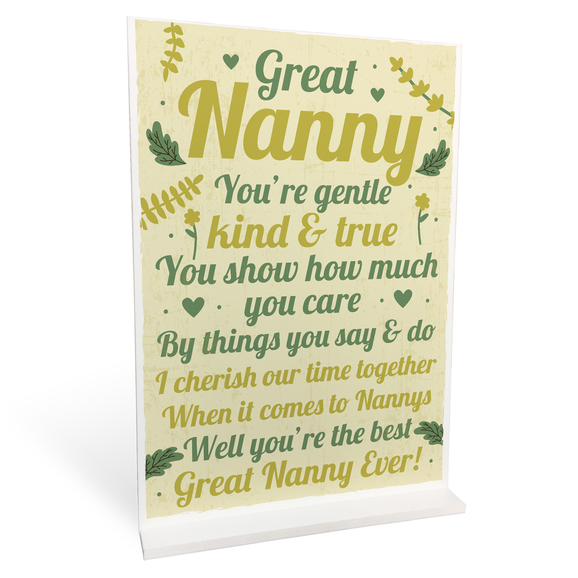 Great Nanny Gifts From Grandson Granddaughter Standing Plaque ...