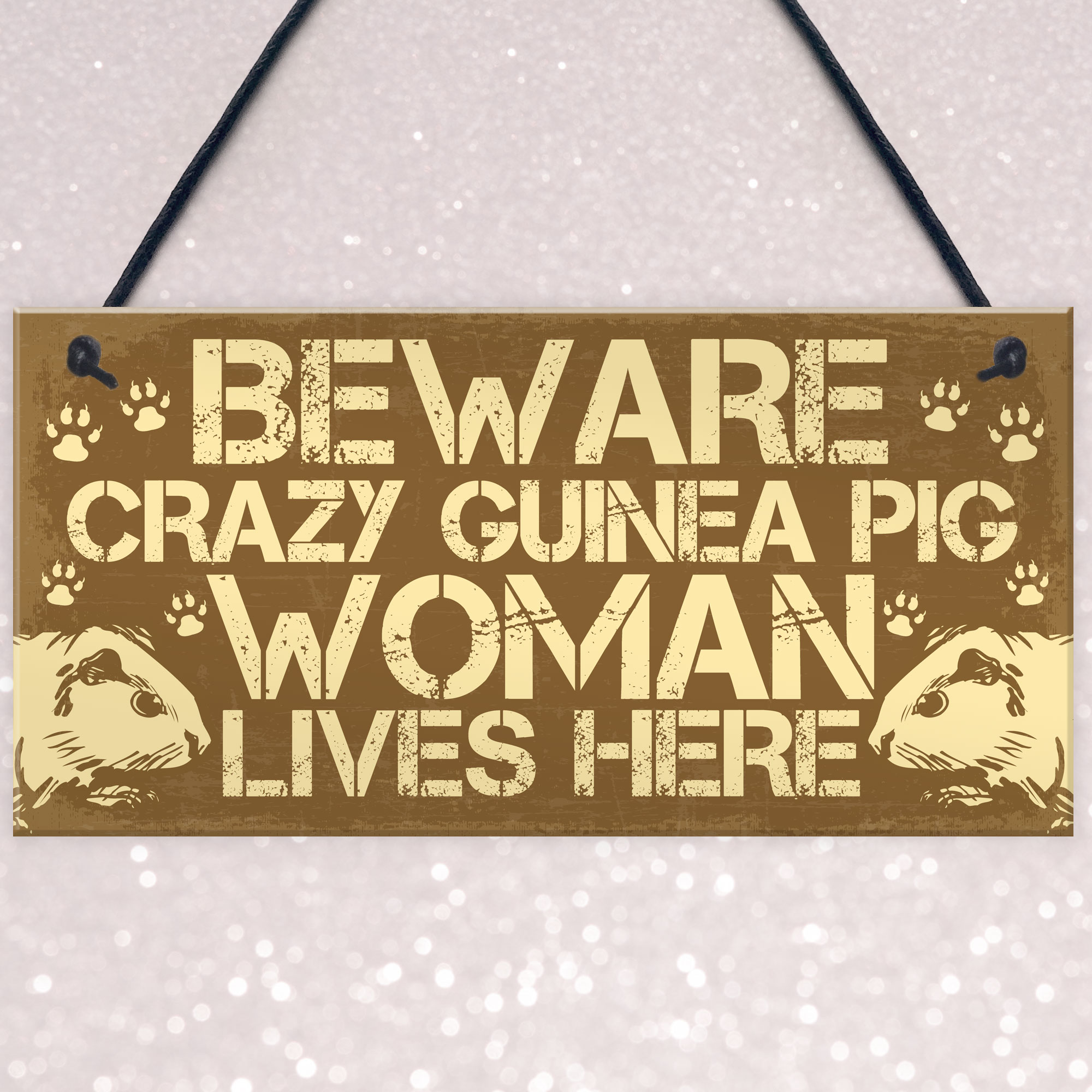 BEWARE Guinea Pig Sign Novelty Animal Pet Gifts Cage Hutch Sign Home ...