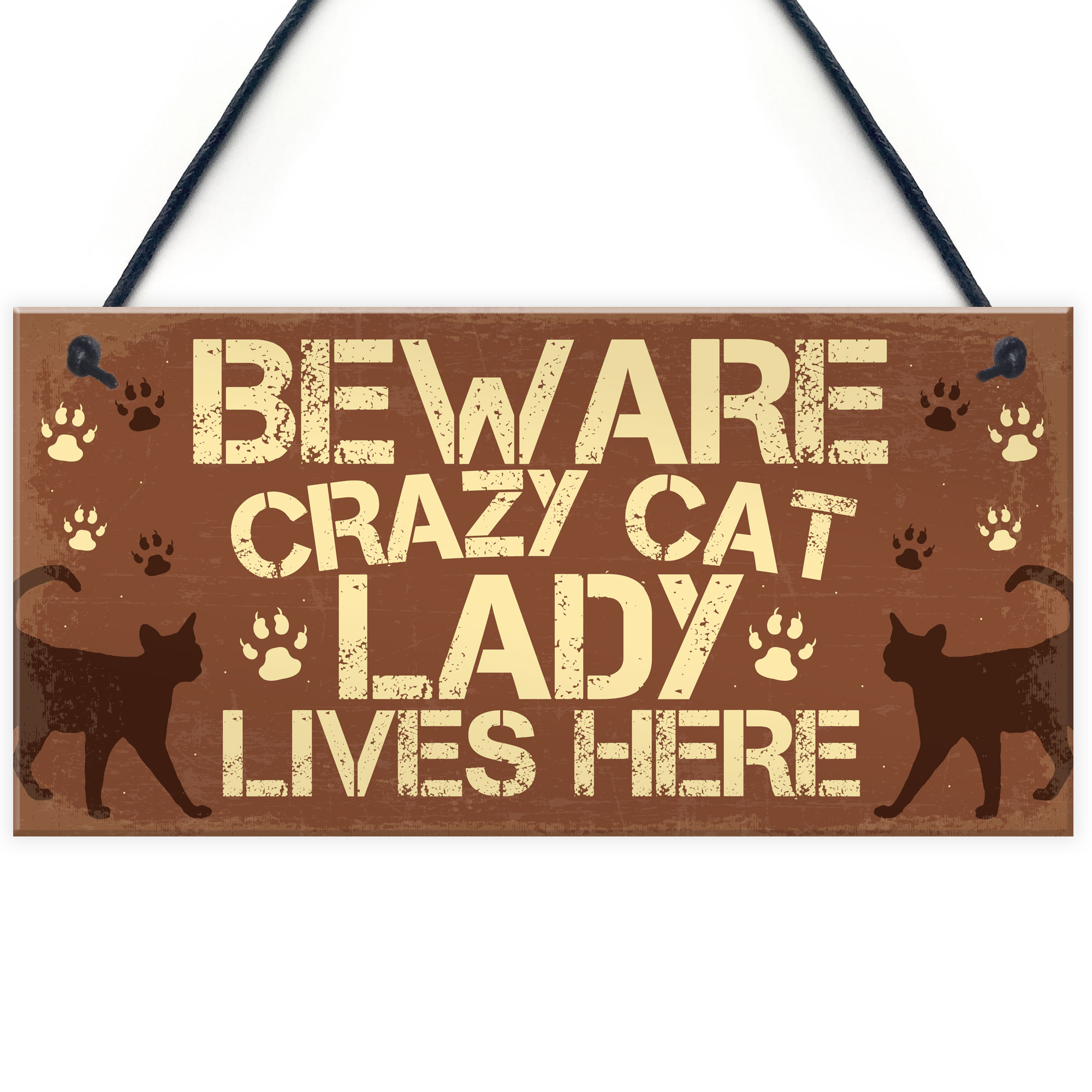 Novelty Beware Crazy Cat Lady Home Sign Funny Cat Birthday Gifts For ...