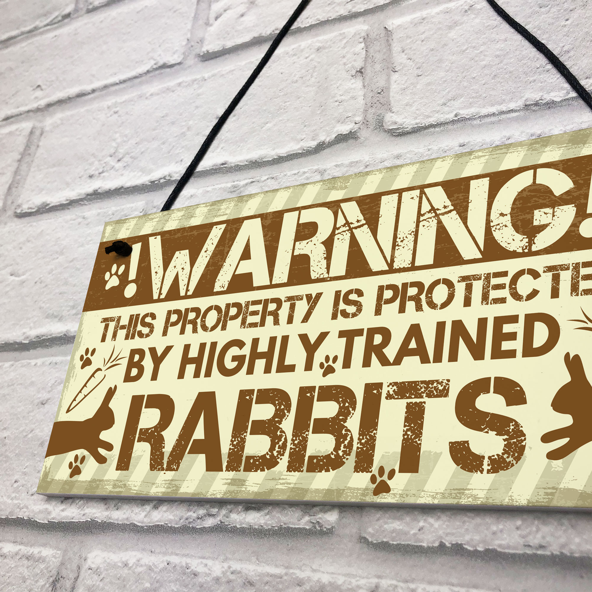 Beware Of The Rabbit Sign Bunny Rabbit Door Sign Hanging Plaques Funny ...