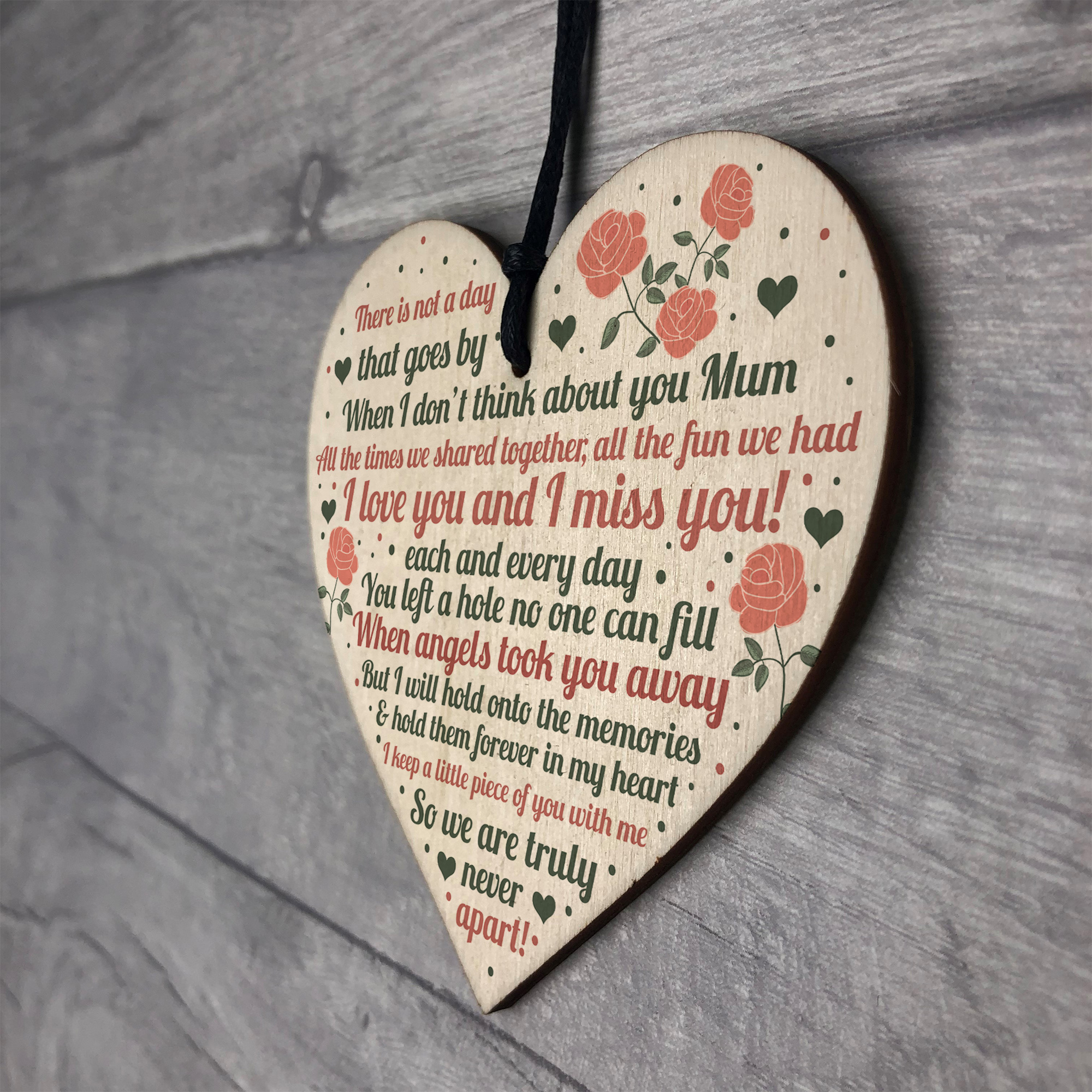 Mum Memorial Gifts Mum Memorial Plaques Wooden Heart Mum Memorial ...