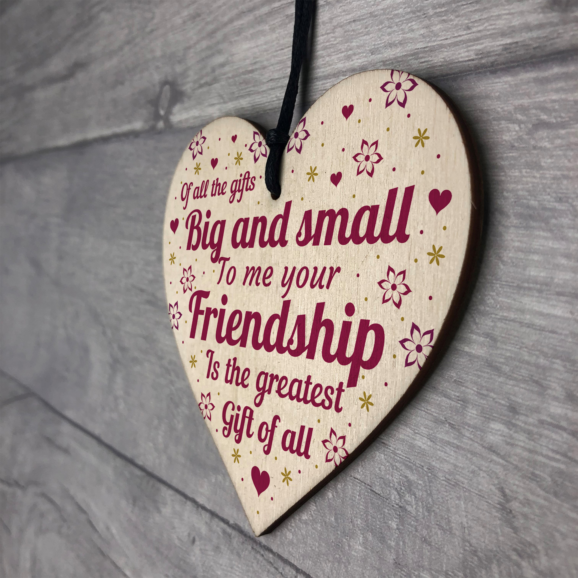 BEST FRIEND Gift Wooden Heart Friendship Plaque Birthday Valentines ...