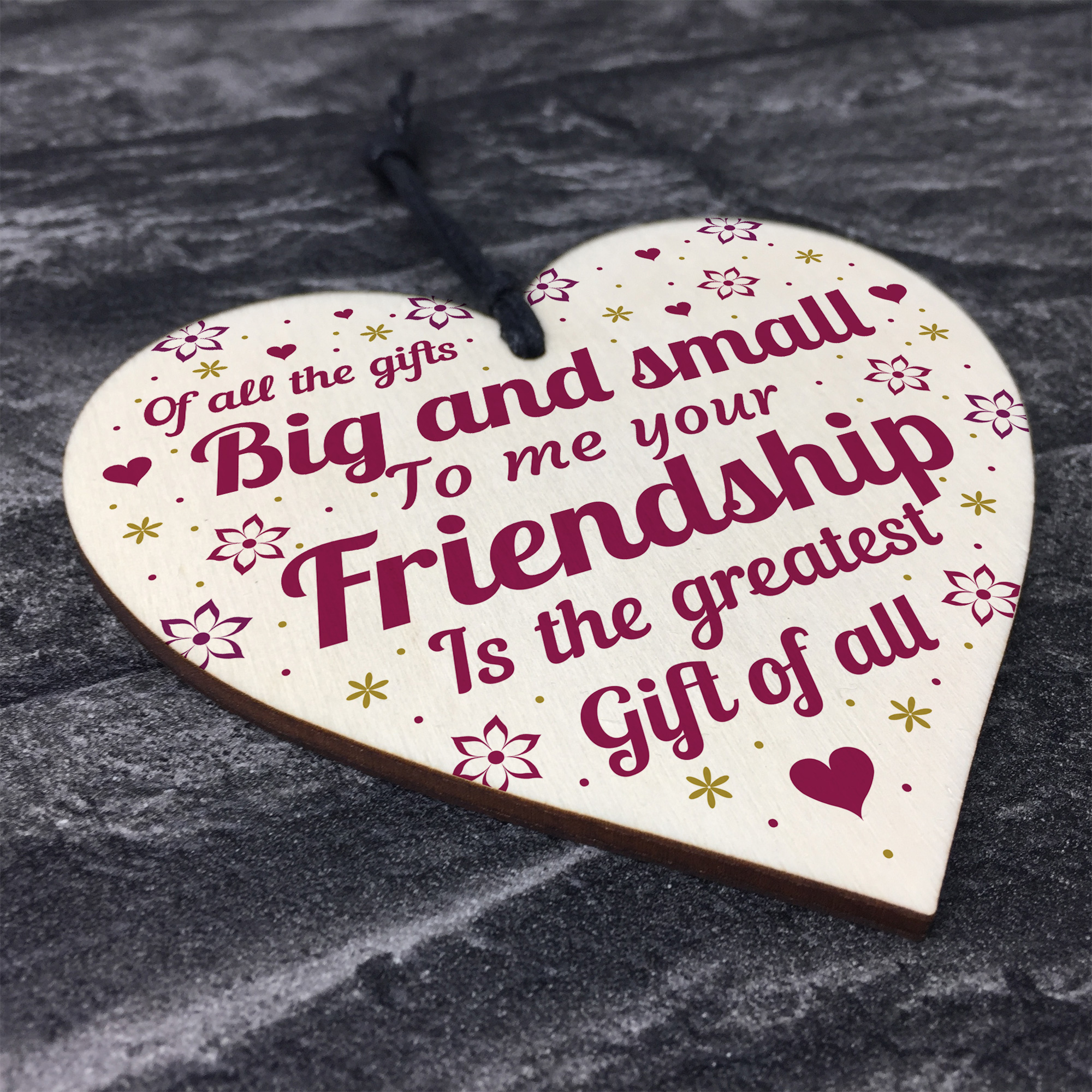 BEST FRIEND Gift Wooden Heart Friendship Plaque Birthday Valentines ...