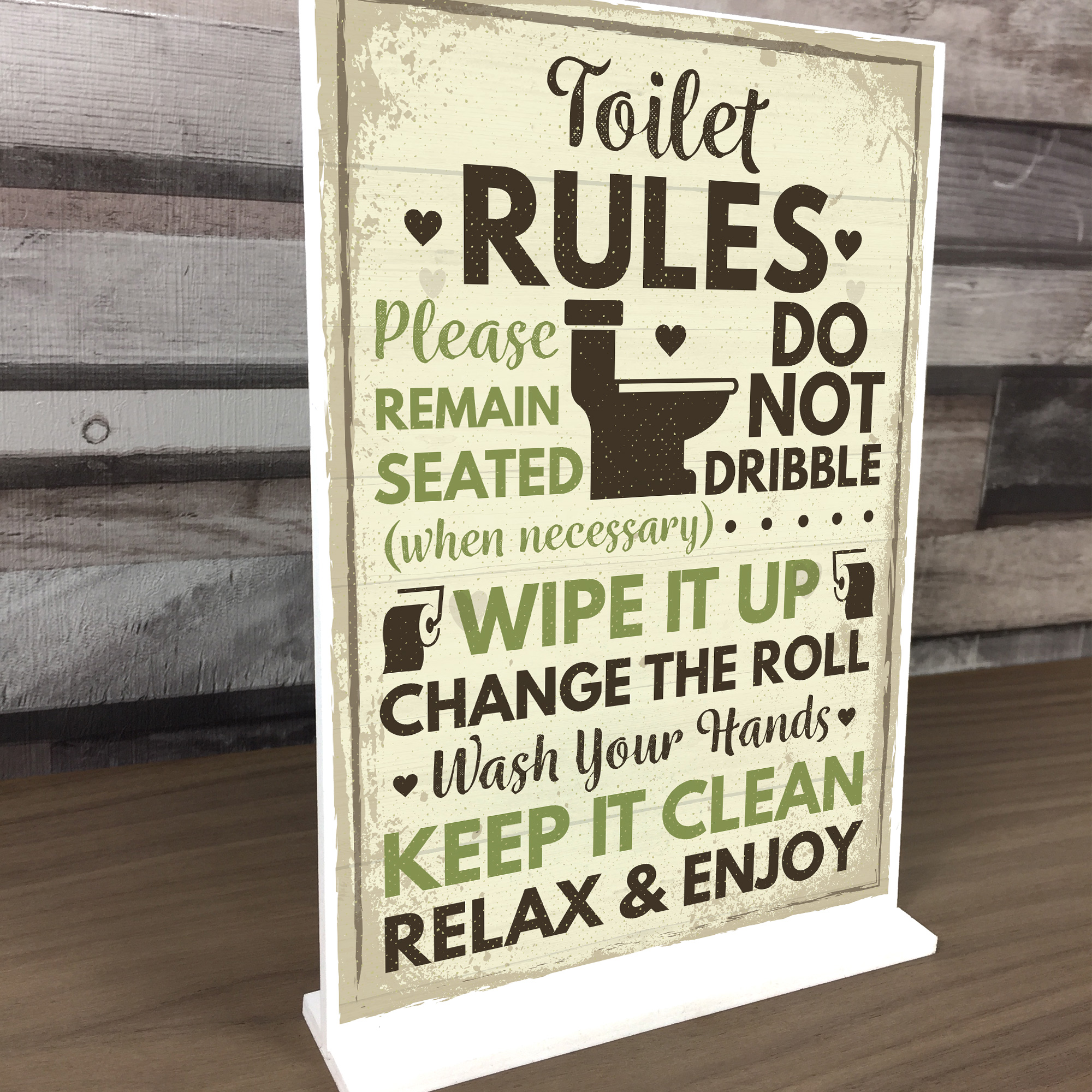 Toilet Sign Shabby Chic Standing Plaque Sign For Toilet Bathroom Loo ...