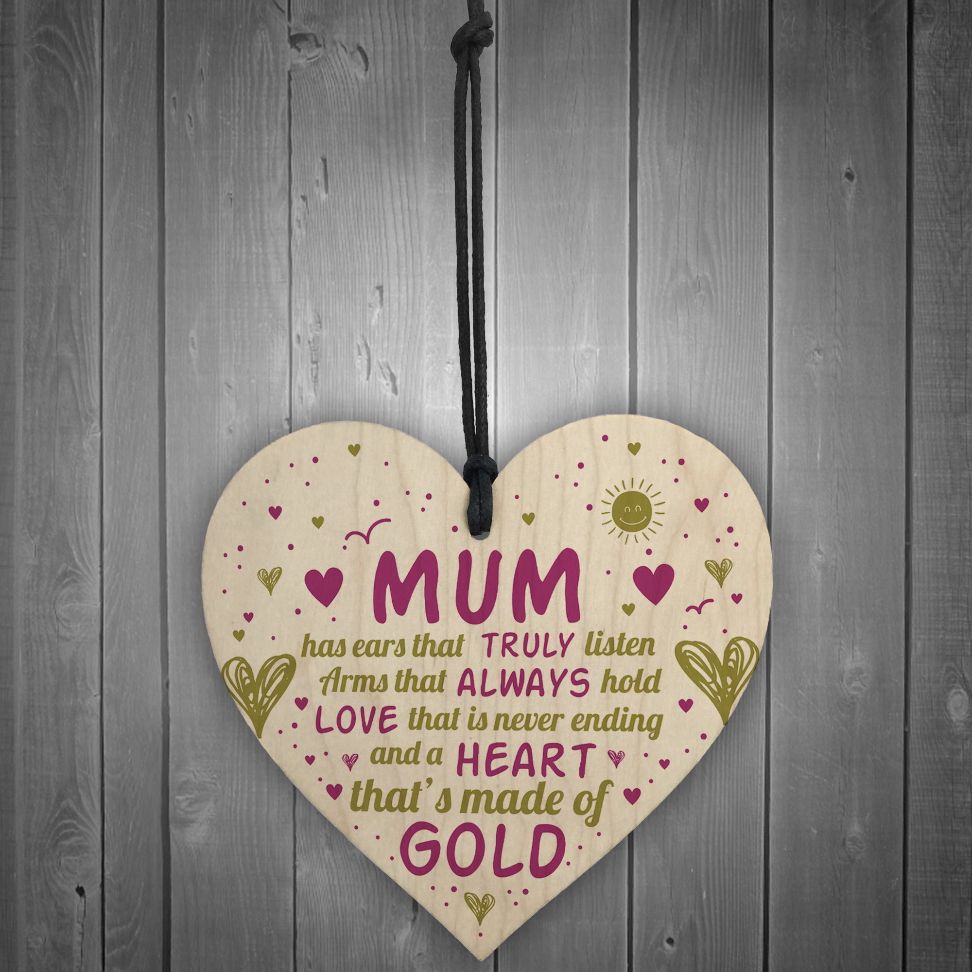 MUM PLAQUE Mothers Day Gift Heart Wooden Gift Love Sign Gift For Mum ...