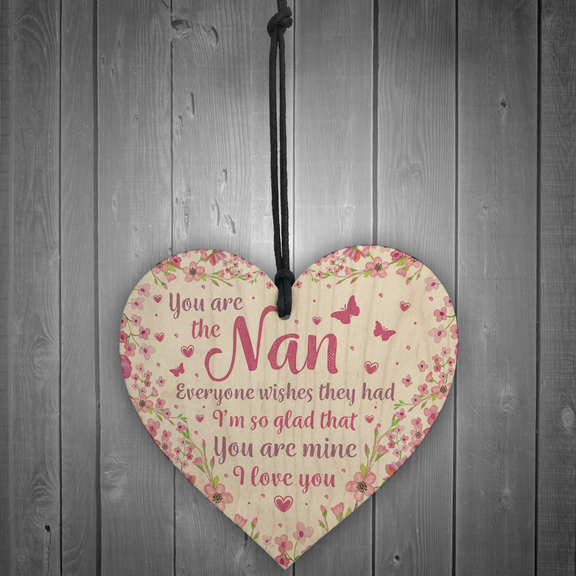 Nan Nanny Grandma Gift Wooden Heart Sign Birthday Gift For Nan Mothers ...