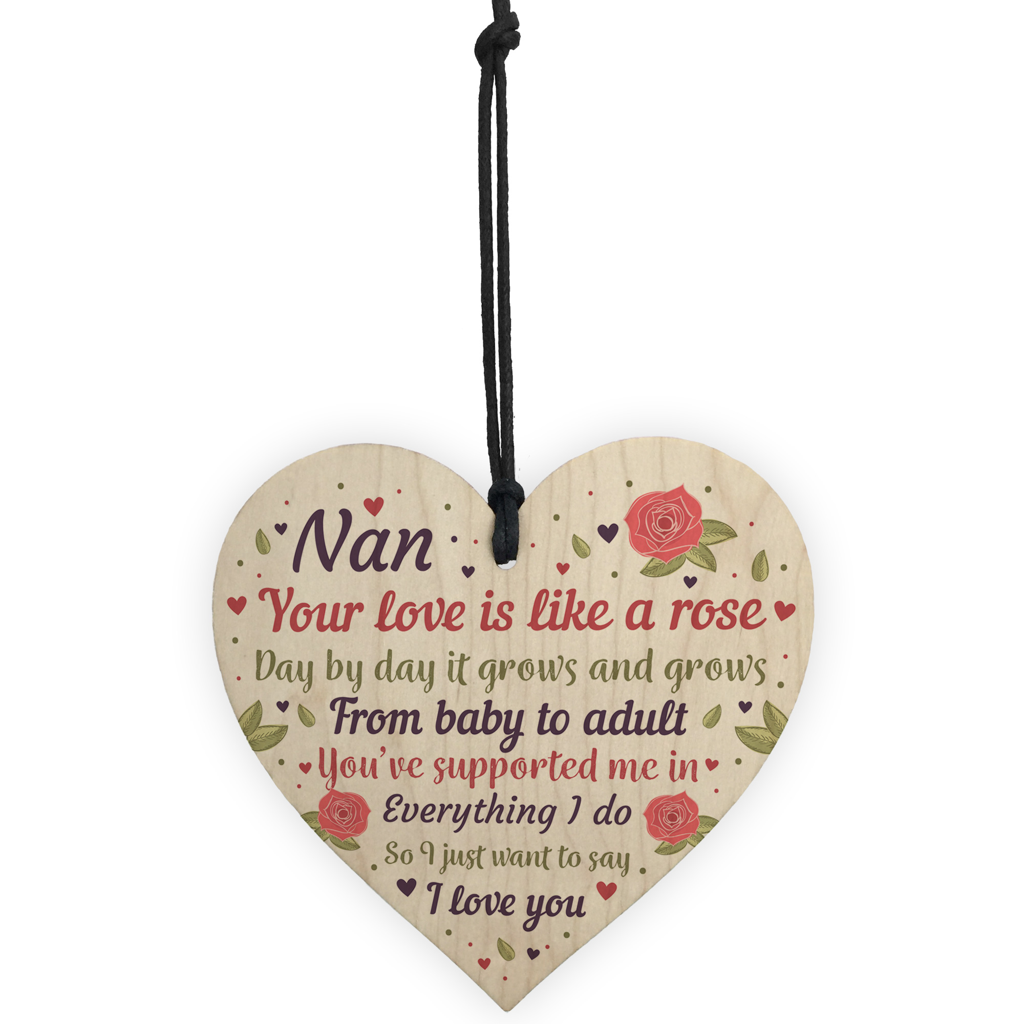 Nan Gifts Wood Heart Nan Birthday Gifts Love Plaque Grandparent Gift ...