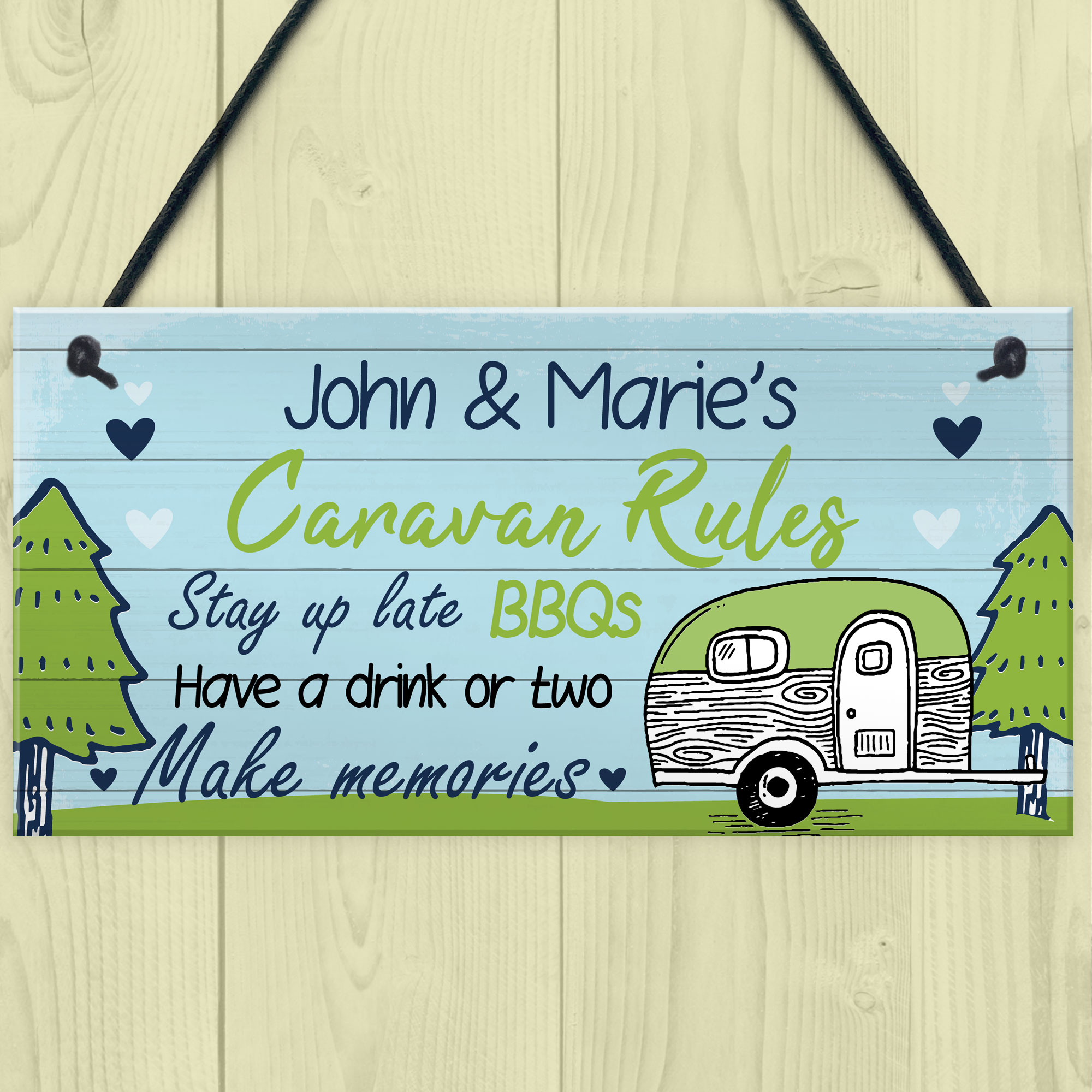 PERSONALISED Caravan Sign Hanging Caravan Rules Sign Novelty Caravan ...