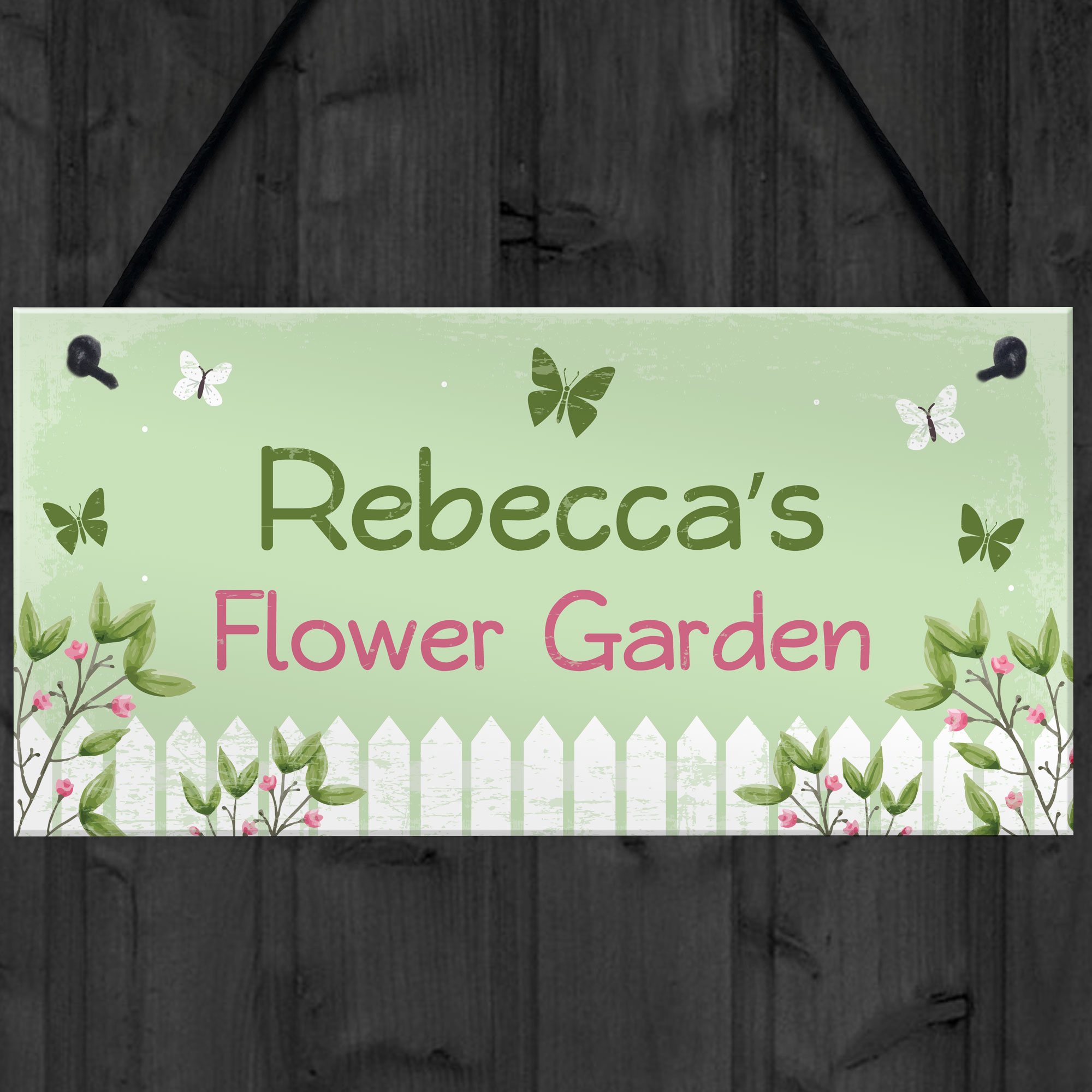 Garden Sign PERSONALISED Flower Garden Hanging Shed Sign Summer House ...