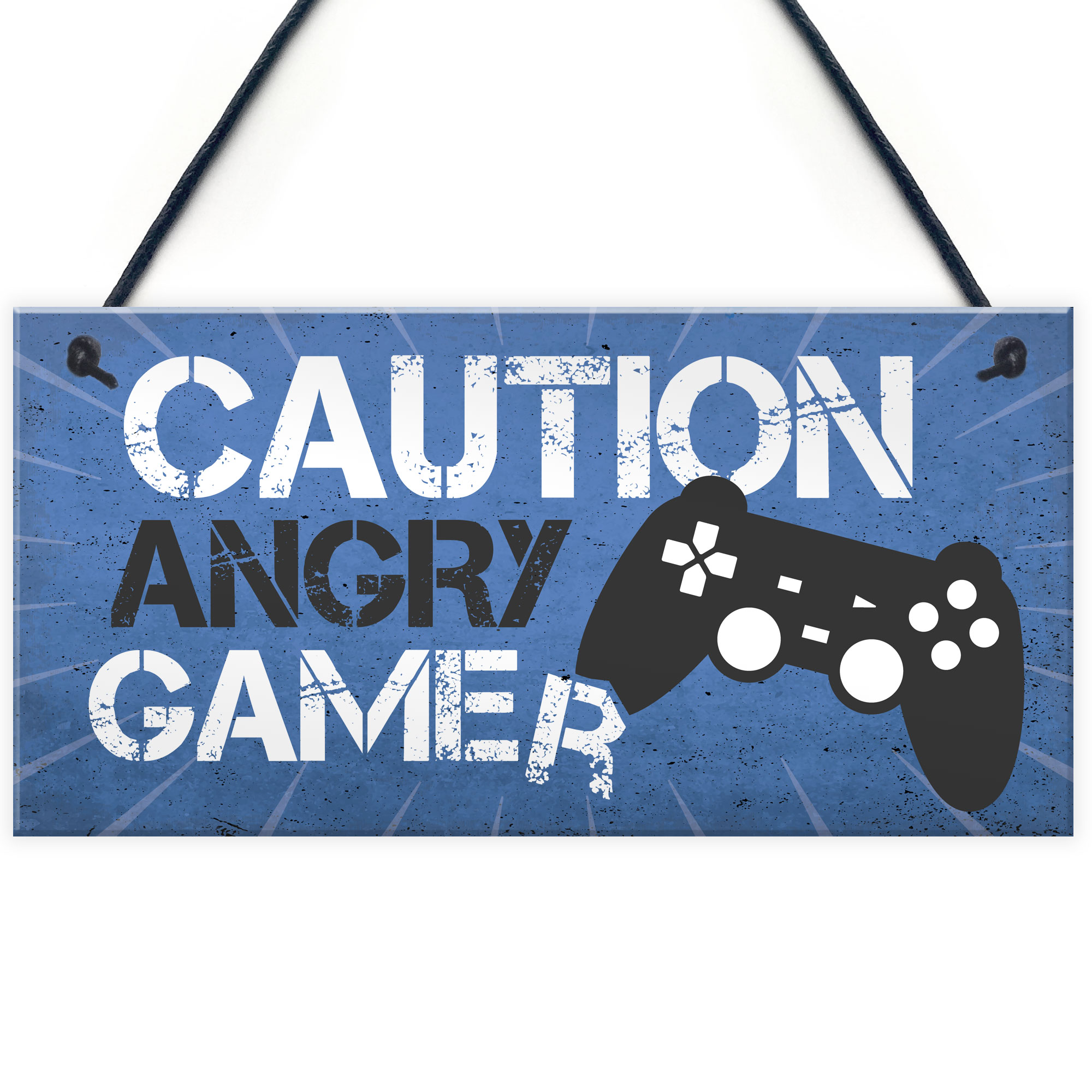 Blue Gaming Sign Hanging Door Plaque Gamer Gift Boys Bedroom Decor Son ...