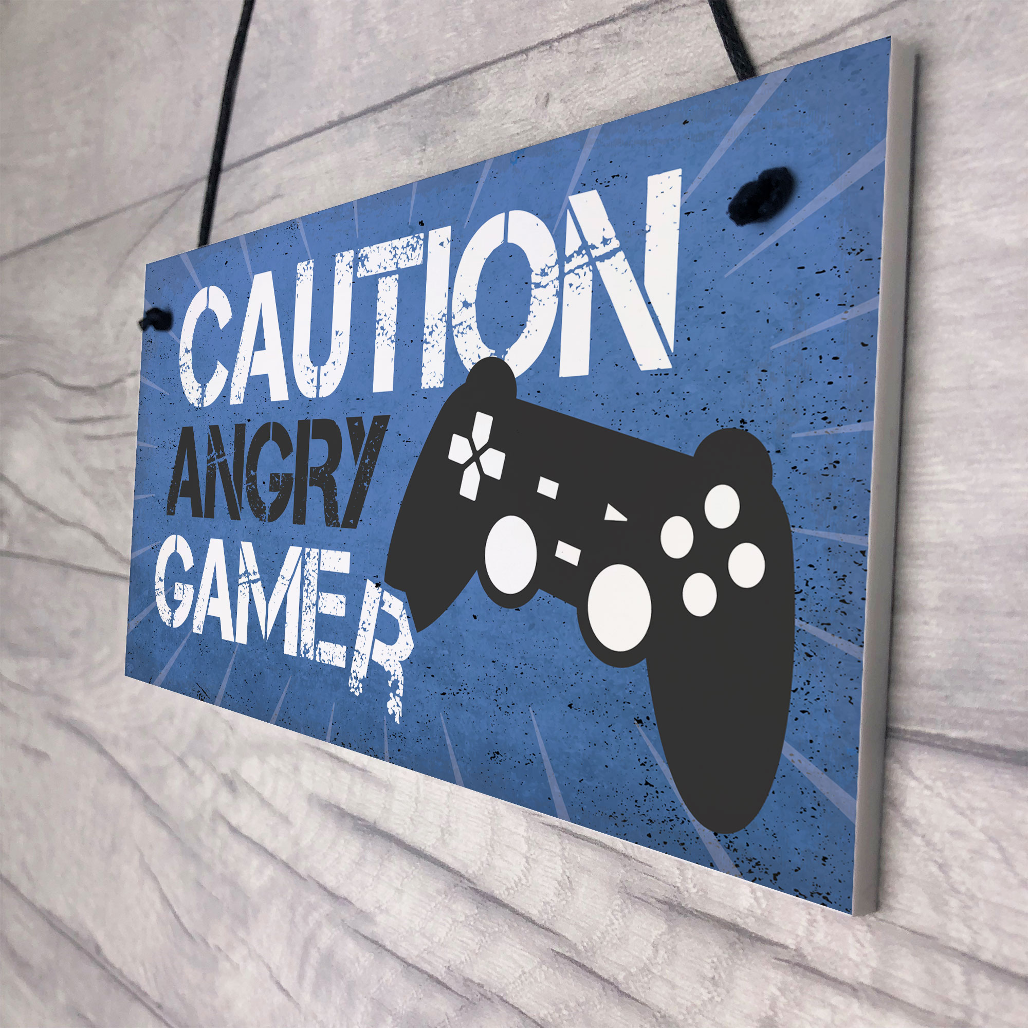 Blue Gaming Sign Hanging Door Plaque Gamer Gift Boys Bedroom Decor Son ...