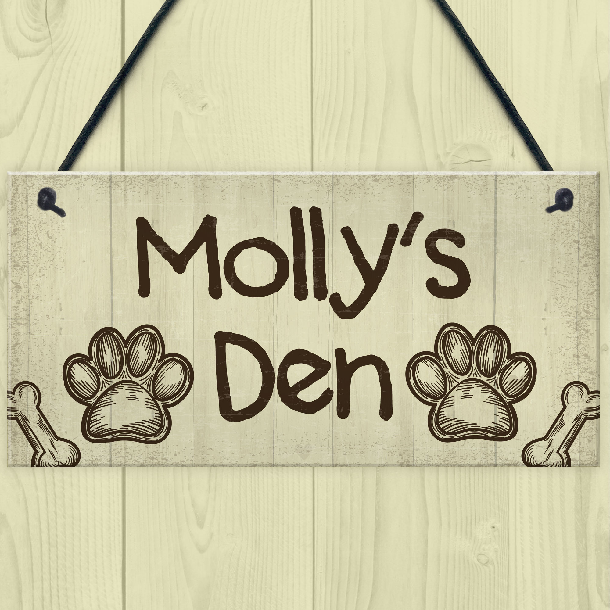 Personalised Dog Sign Pet Sign Dogs Den Hanging Paw Print Plaque Dog ...