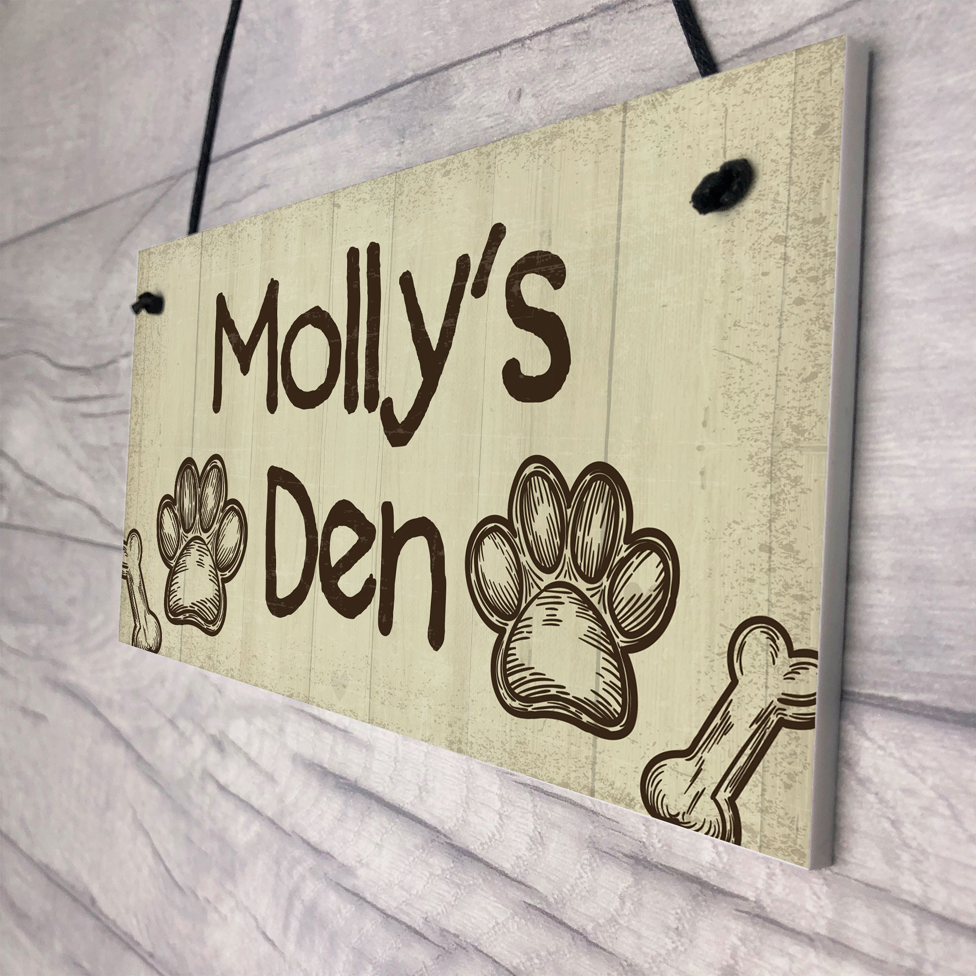 Personalised Dog Sign Pet Sign Dogs Den Hanging Paw Print Plaque Dog ...