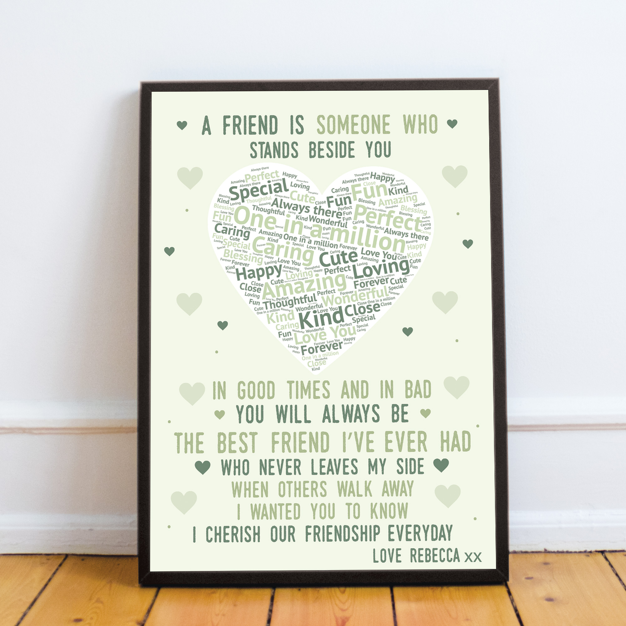 PERSONALISED Word Art Friendship Print For Best Friend Birthday Gift ...