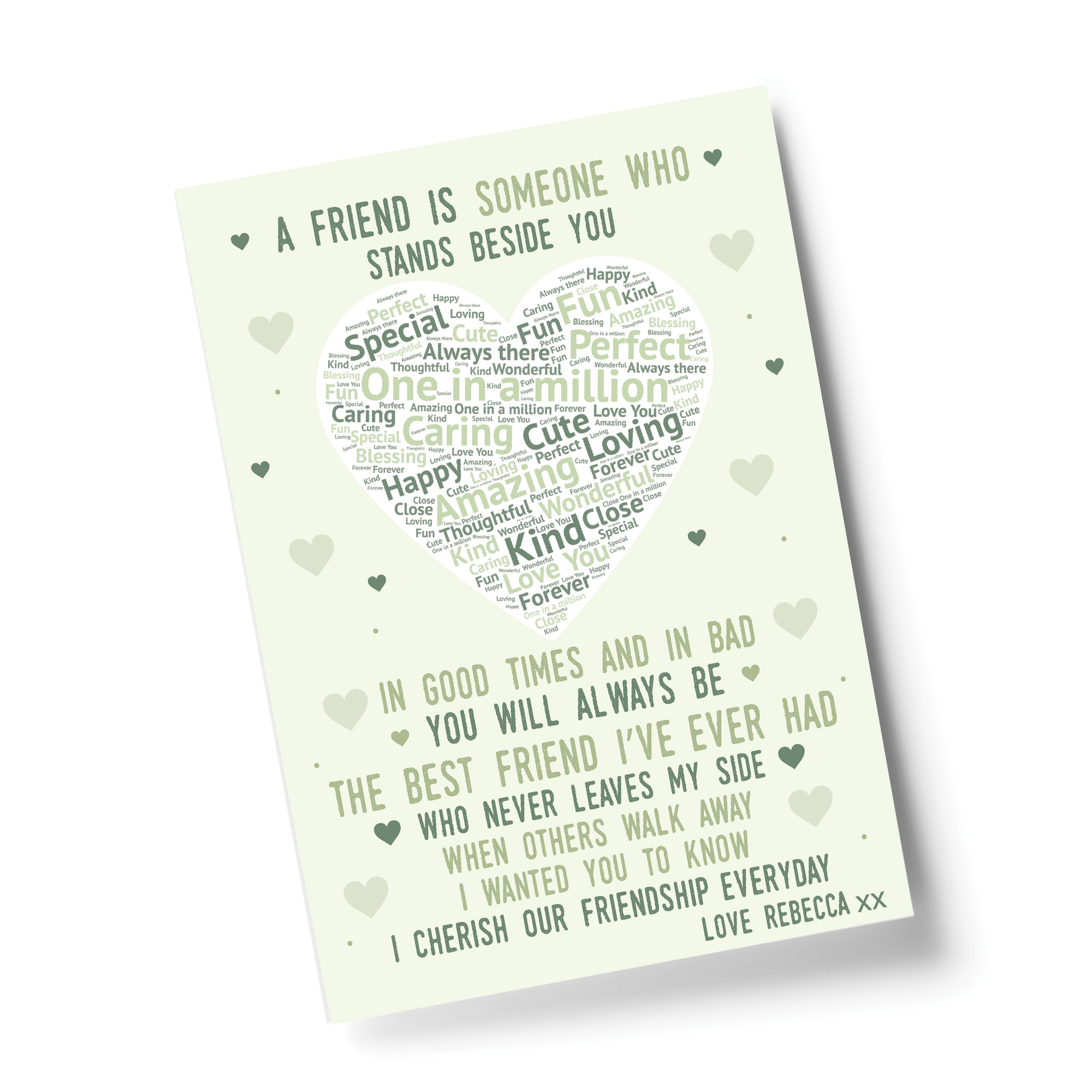 PERSONALISED Word Art Friendship Print For Best Friend Birthday Gift ...