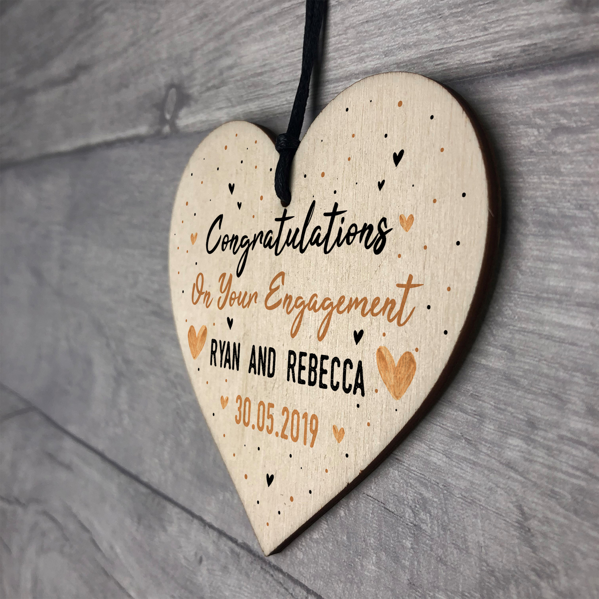 Congratulations Gift Personalised Engagement Gift For Couple Wooden ...