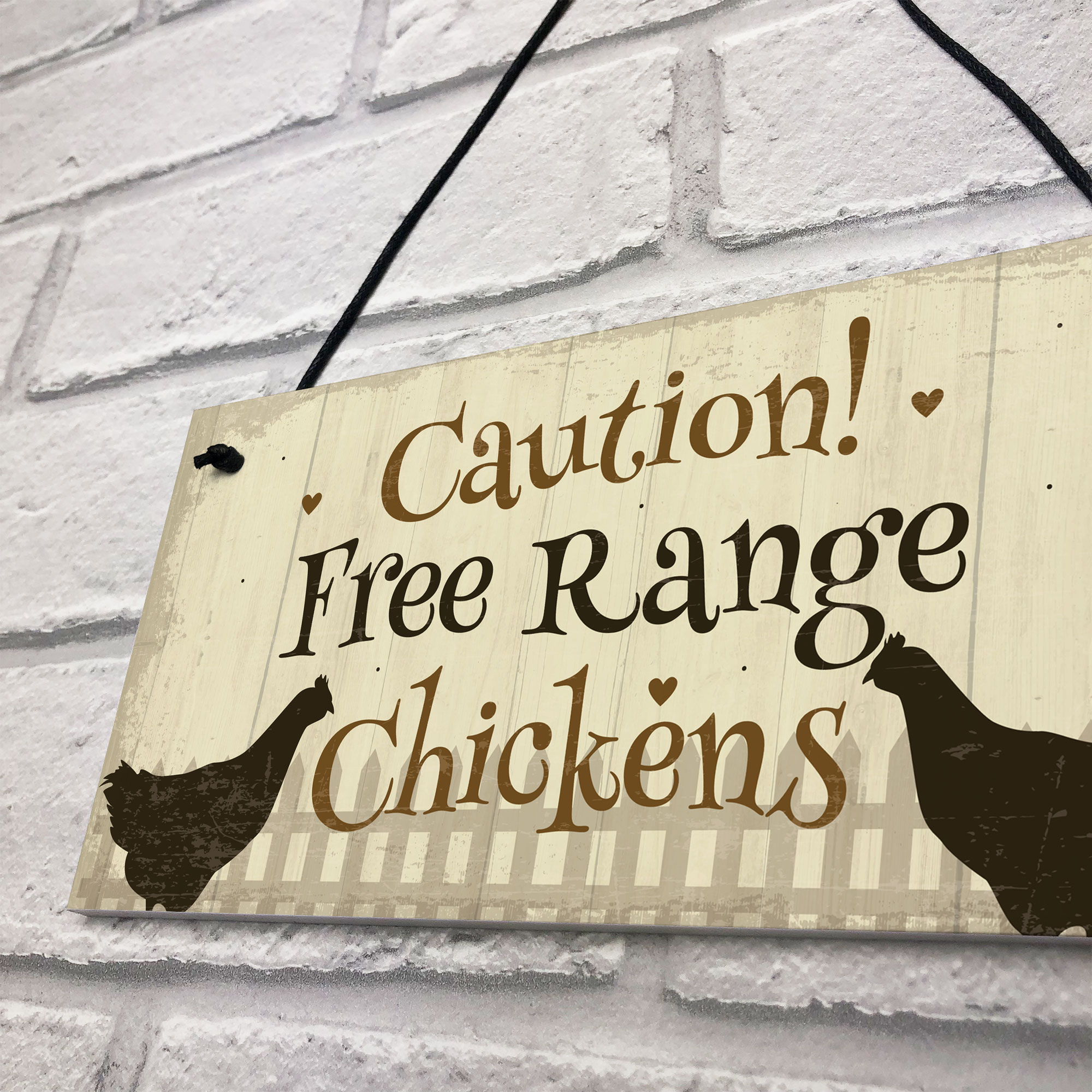 Caution Free Range Chickens Garden Sign Funny Novelty Plaque Chicken ...