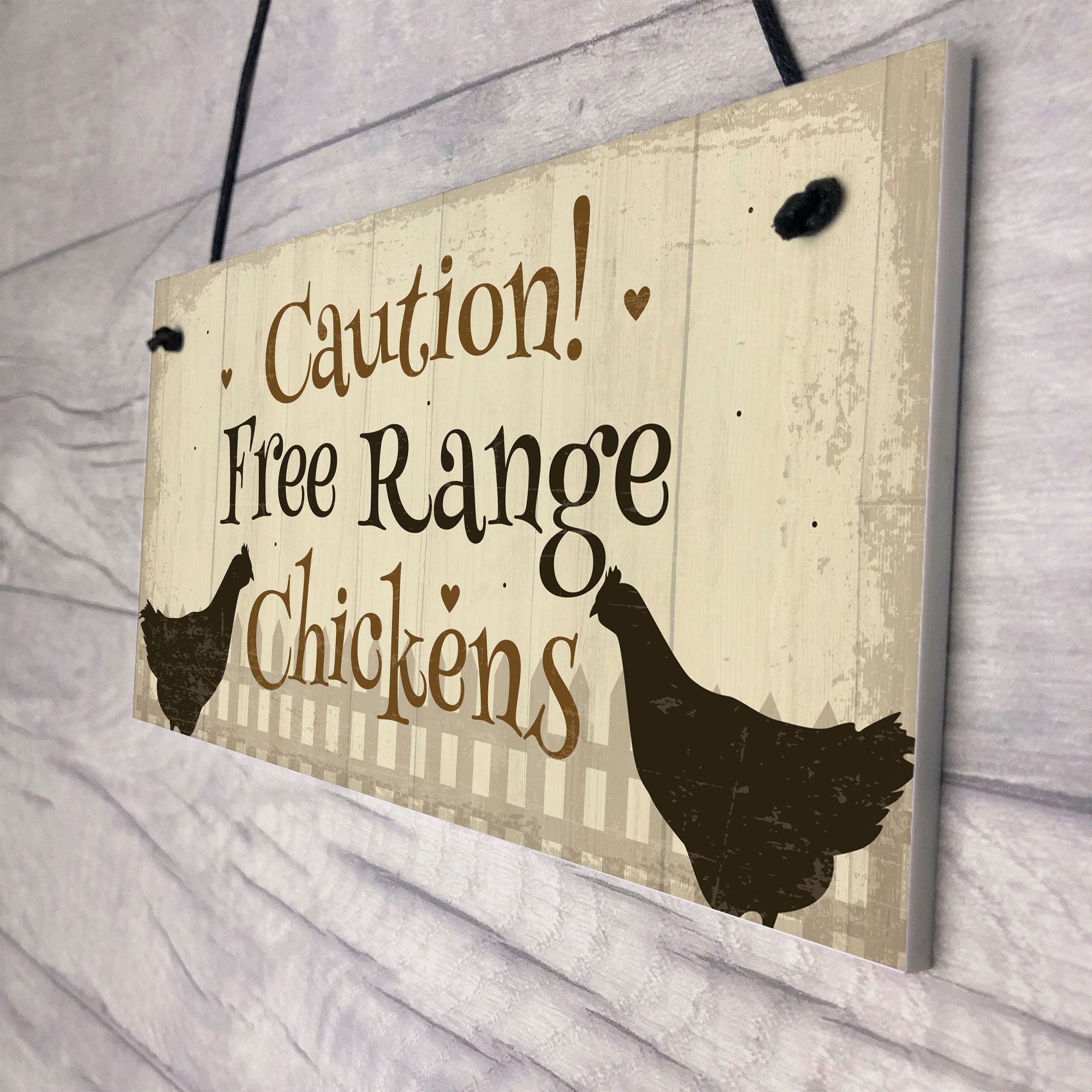 Caution Free Range Chickens Garden Sign Funny Novelty Plaque Chicken ...
