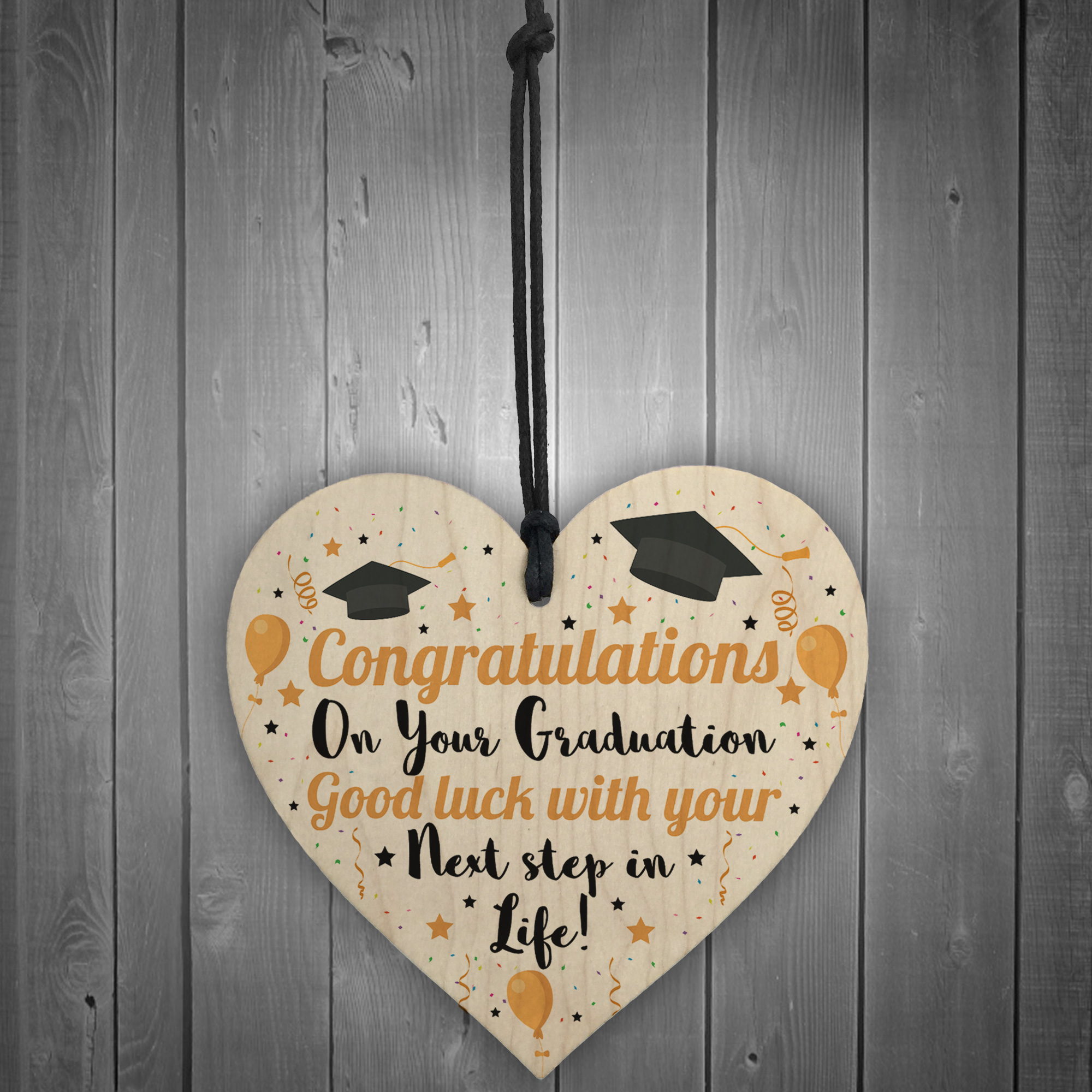Congratulations On Your Graduation Wooden Heart Plaque Present Graduate ...