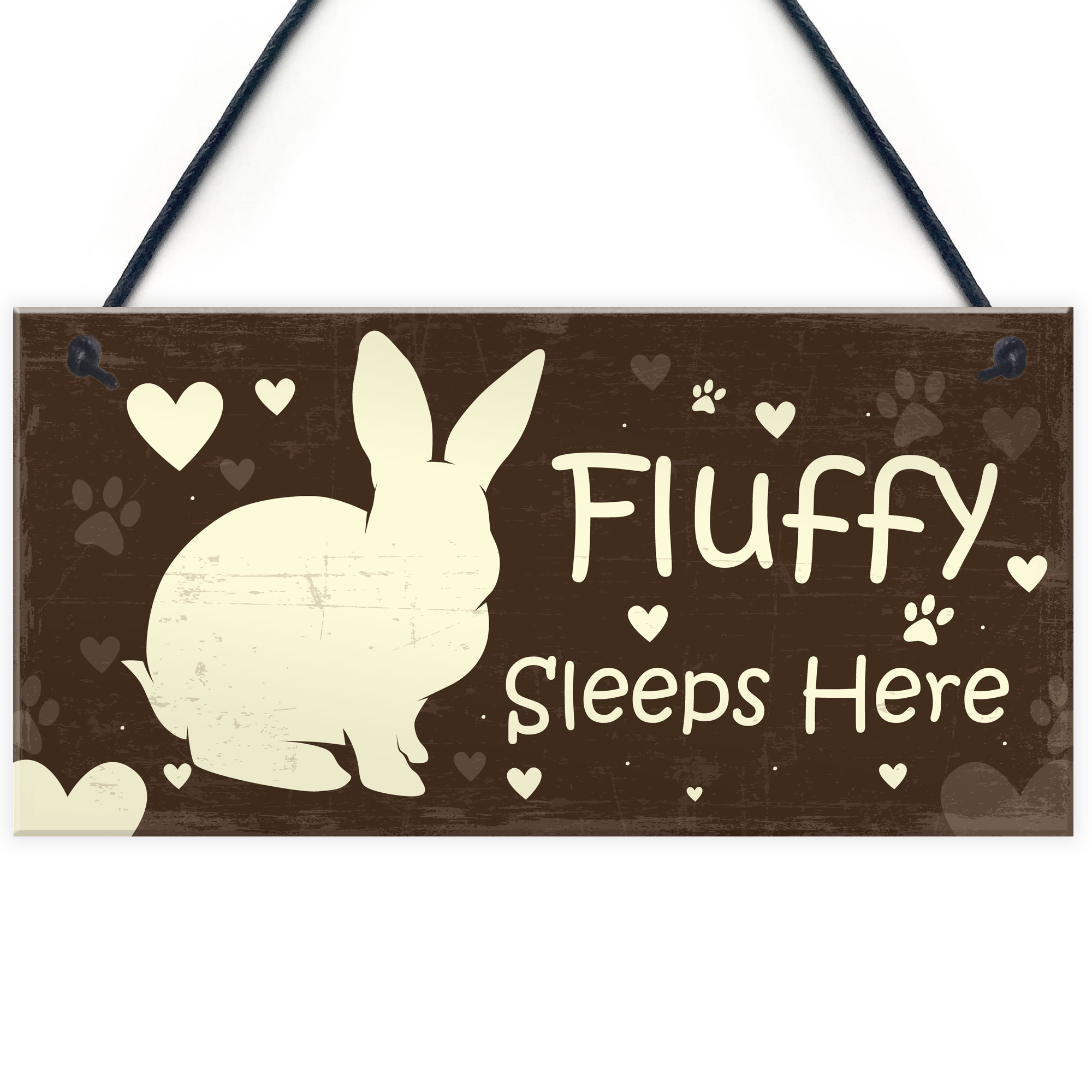 Pet Rabbit Sign For Hutch Sleeps Here Personalised Cage Sign Pet Lover ...