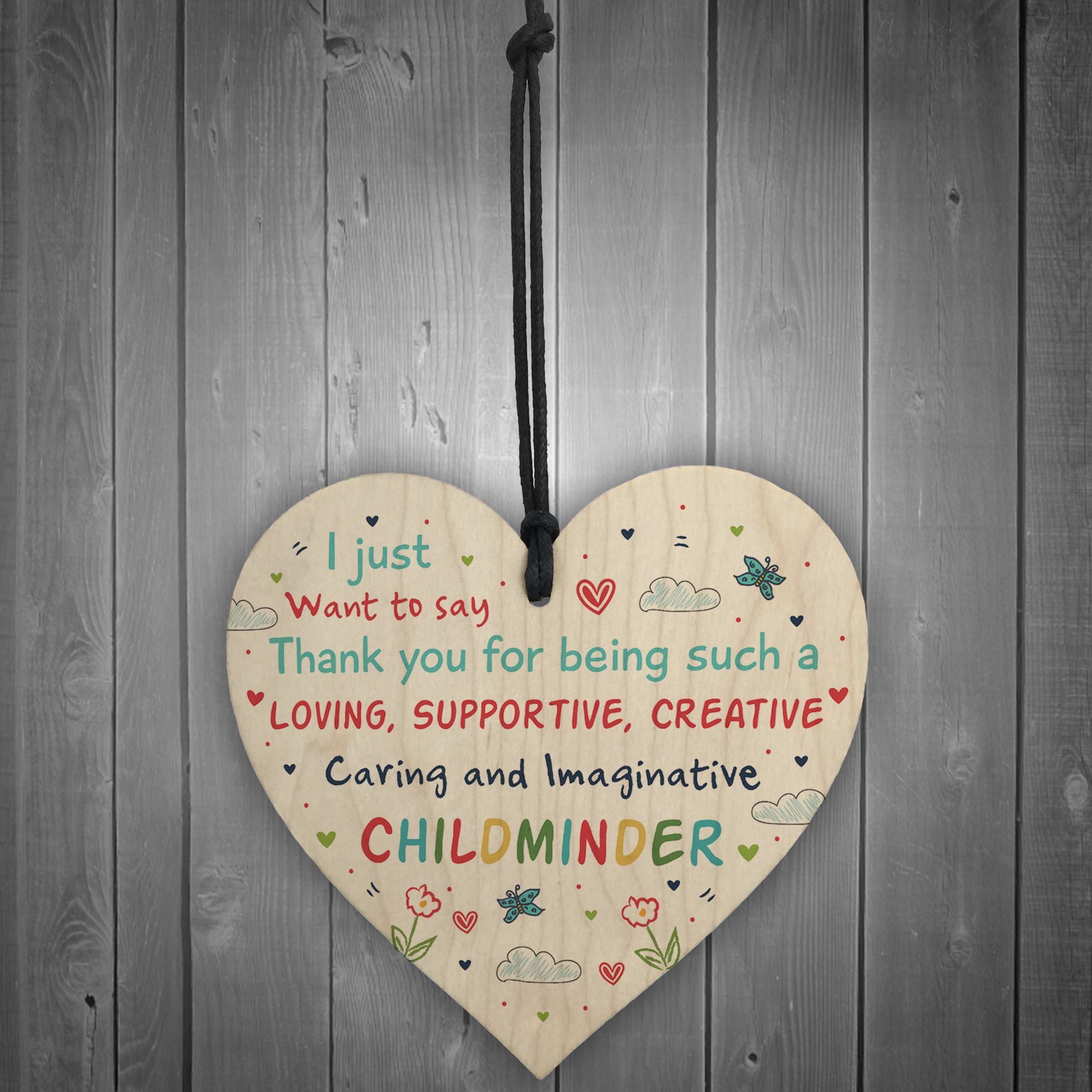 Thank You Gift For Childminder Babysitter Wooden Heart Leaving Pre ...